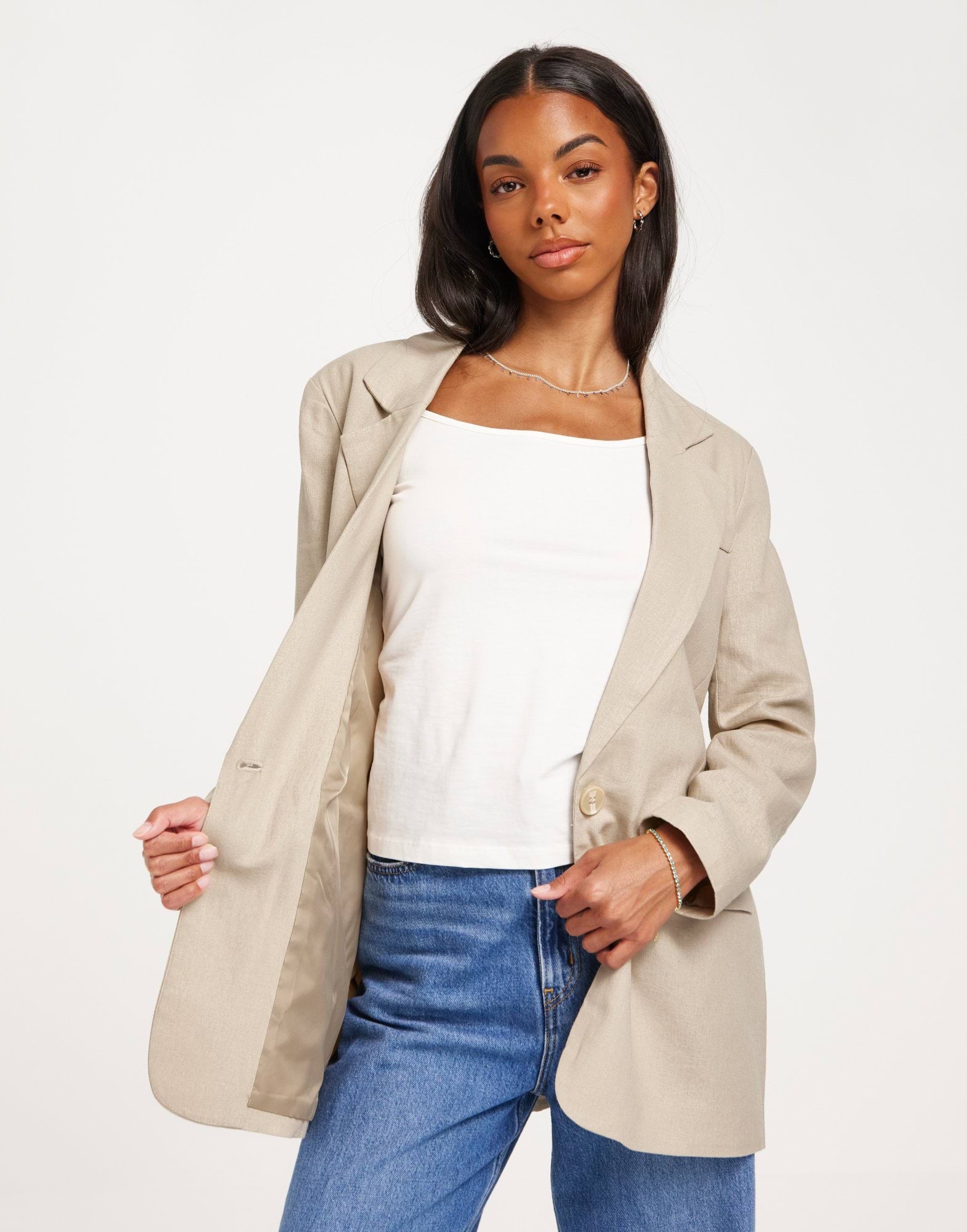 Osta Only ONLCARO-LANA L/S OVS LIN BLAZER TLR - Oxford Tan | Nelly.com
