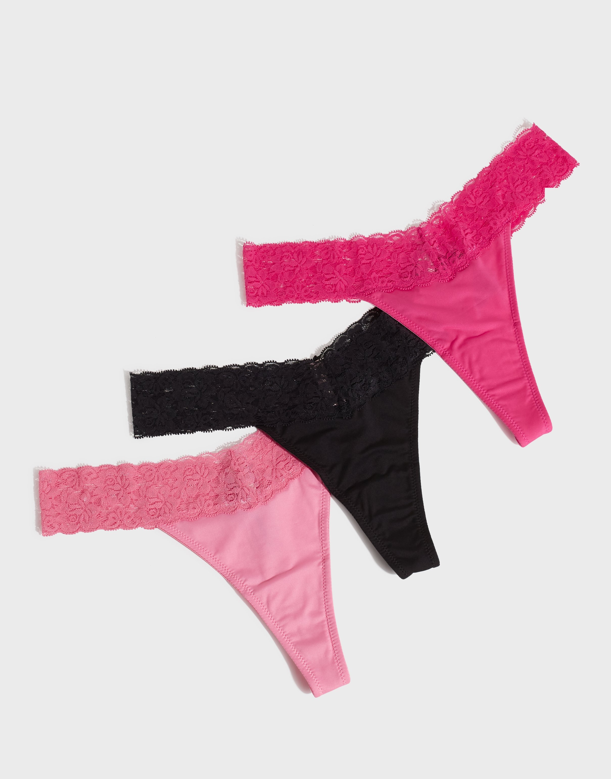 Köp Nelly Lovely Feels Thong 3-pack - Black/Pink | Nelly.com