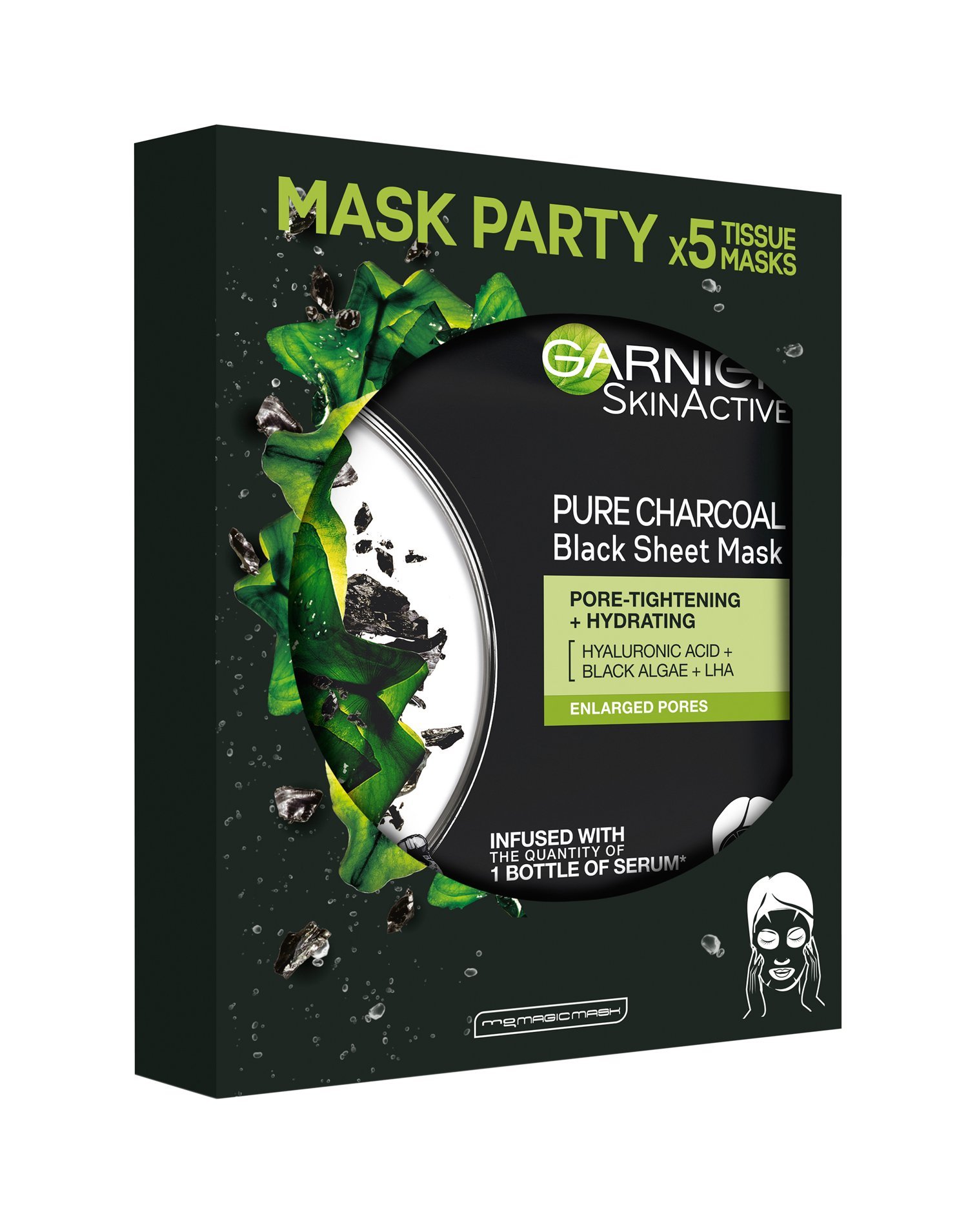 Buy Garnier Pure Charcoal Tissue Masks 5 pack - Black | Nelly.com