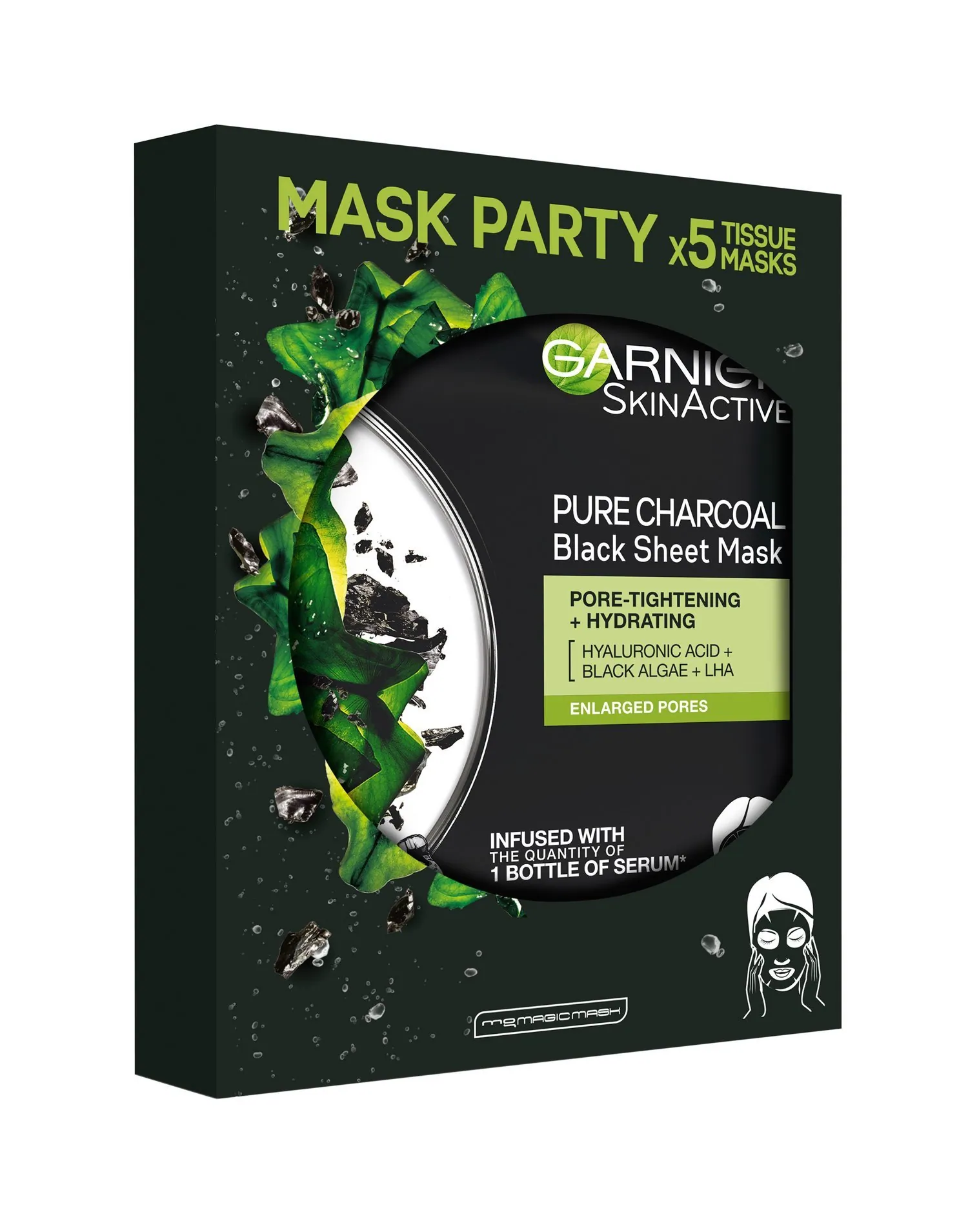 Buy Garnier Pure Charcoal Tissue Masks 5 pack - Black | Nelly.com