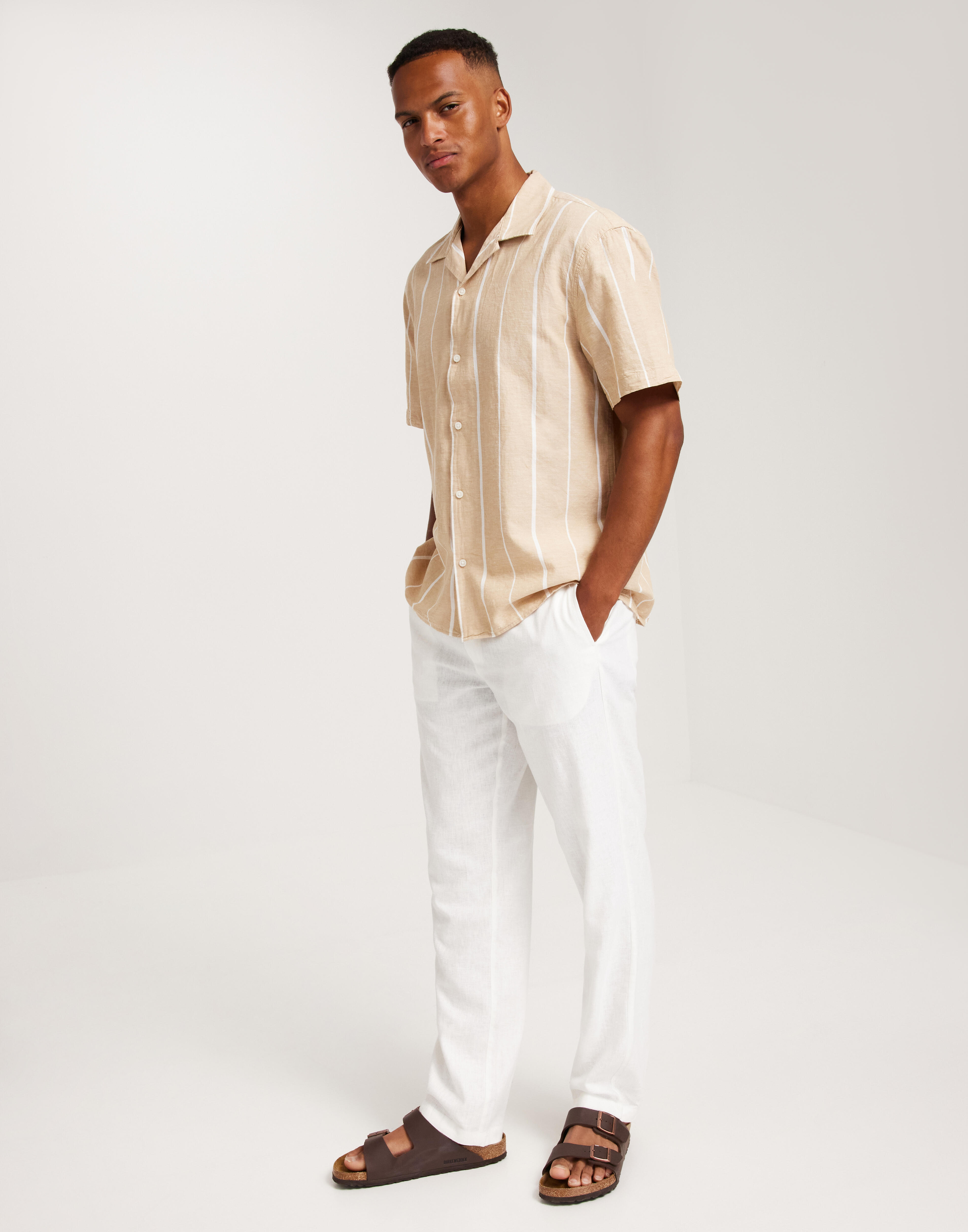 Köp Les Deux Patrick Linen Pants - White | NLYMAN