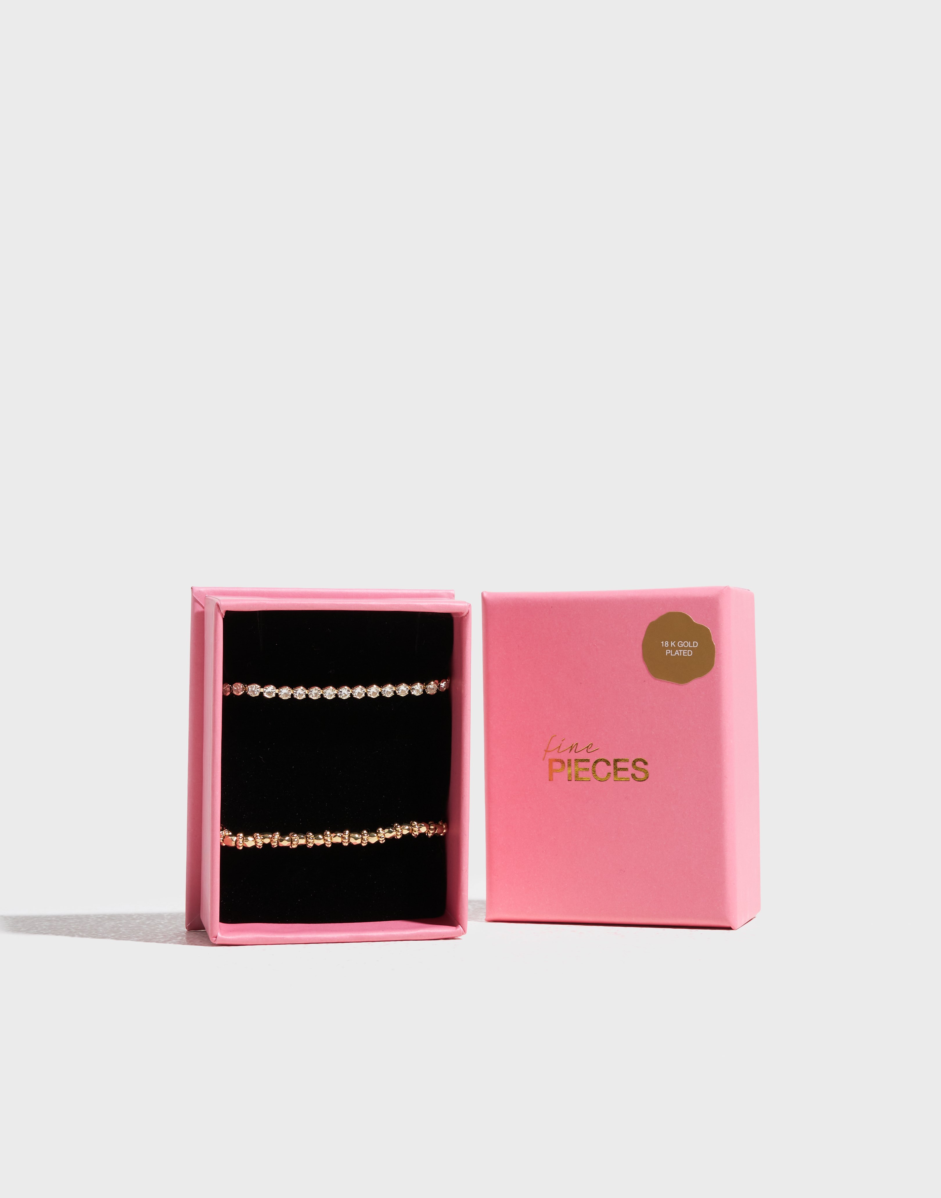 Osta Pieces FPJONE S 2-PACK BRACELET PLATED - Gold Colour Clear Stones ...
