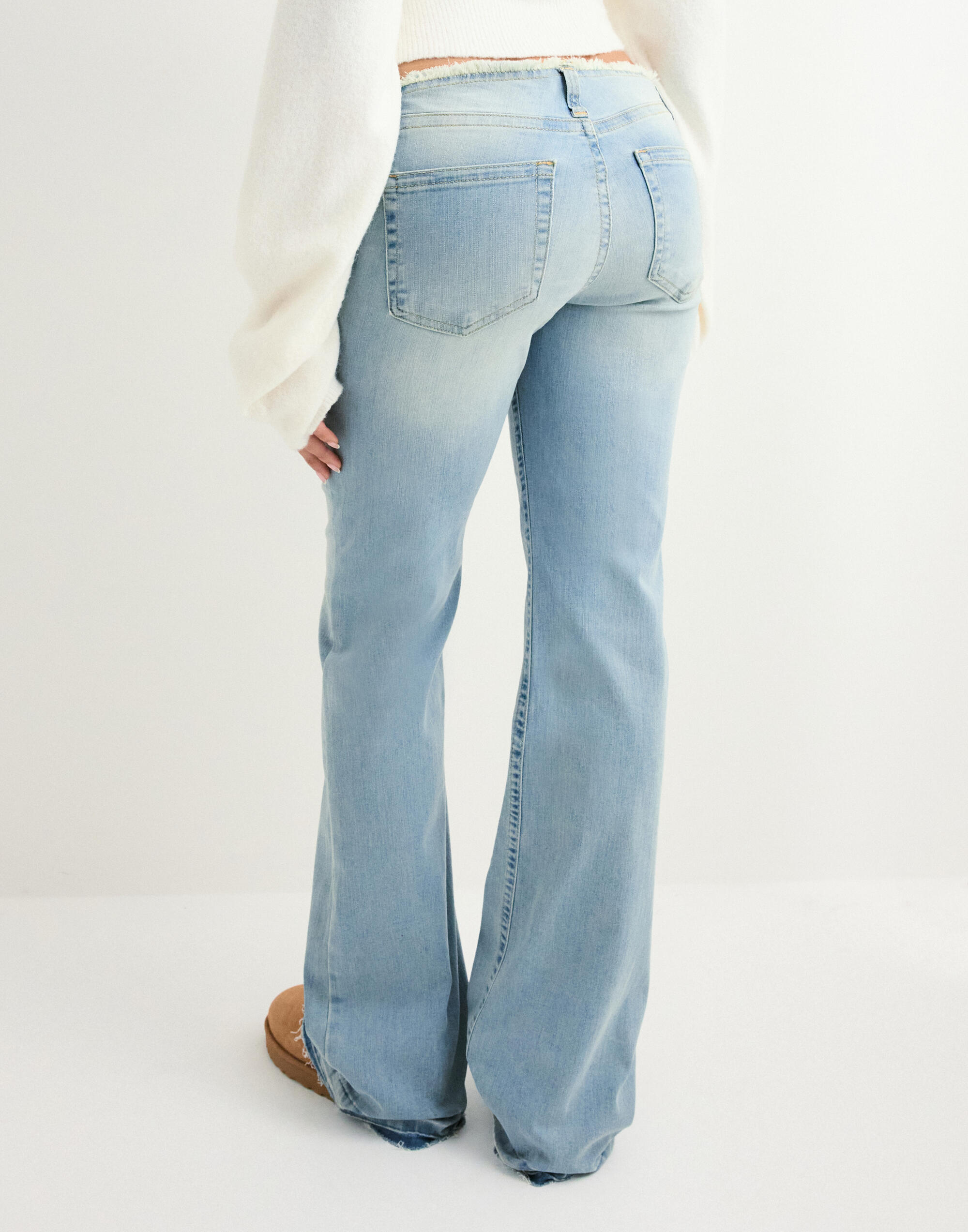 Kjøp Nelly No Waist Bootcut Jeans - Blue | Nelly.com