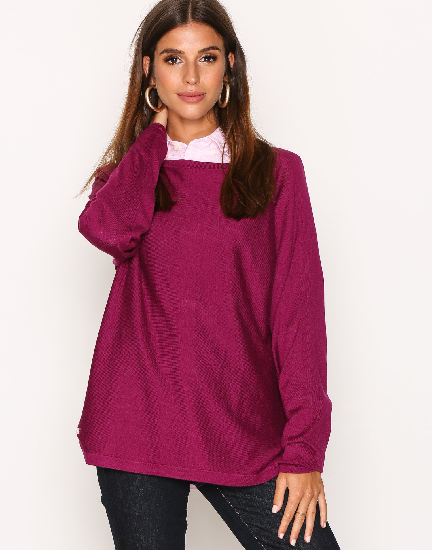 Buy Lauren Ralph Lauren Fintra Long Sleeve Sweater - Berry | Nelly.com