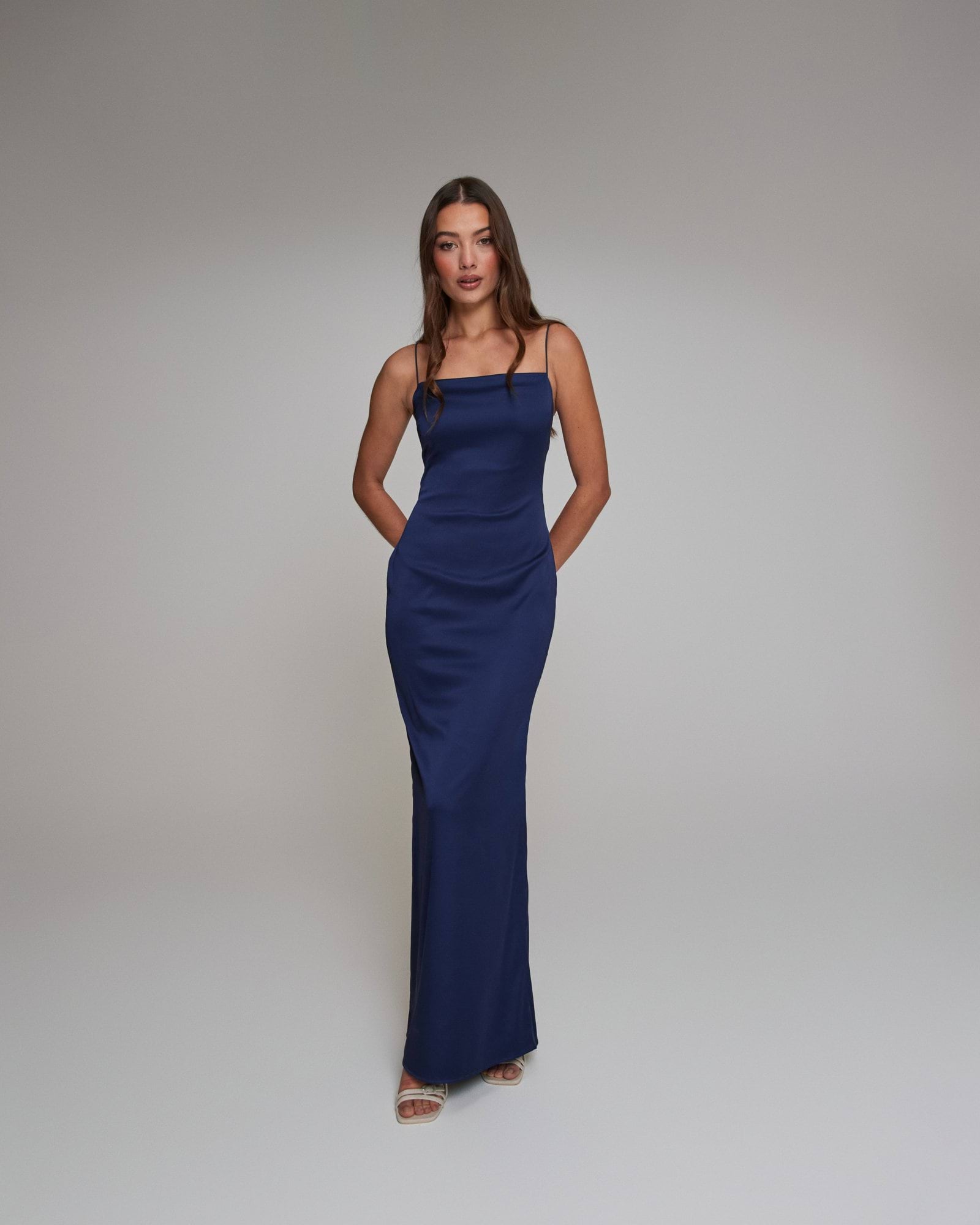 Buy Nelly Clean Satin Dress - Navy | Nelly.com