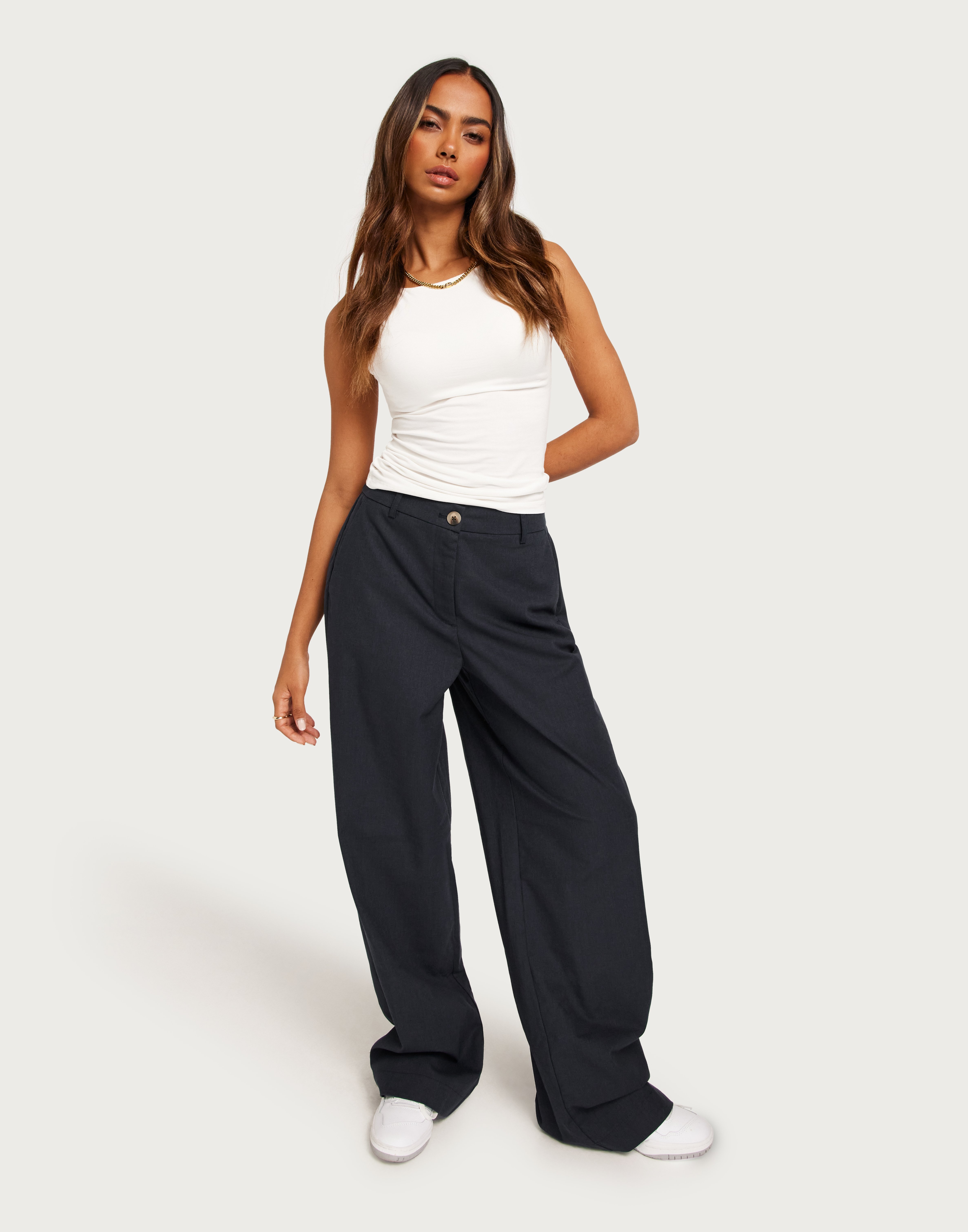 Köp Pieces PCJALISA STRAIGHT LEG PANT - Sky Captain | Nelly.com