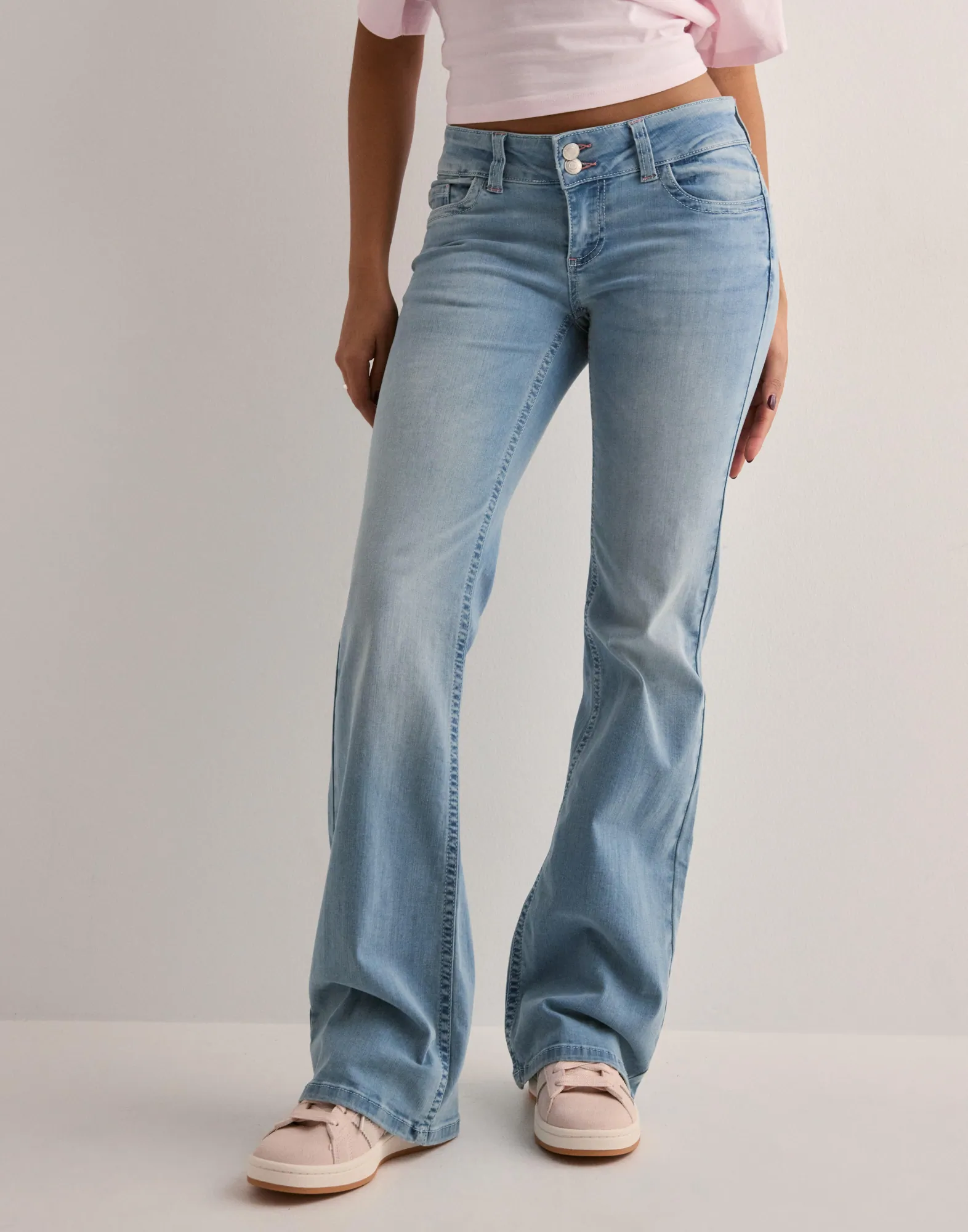 Buy Nelly Low Waist Bootcut Stitch Jeans - Blue | Nelly.com