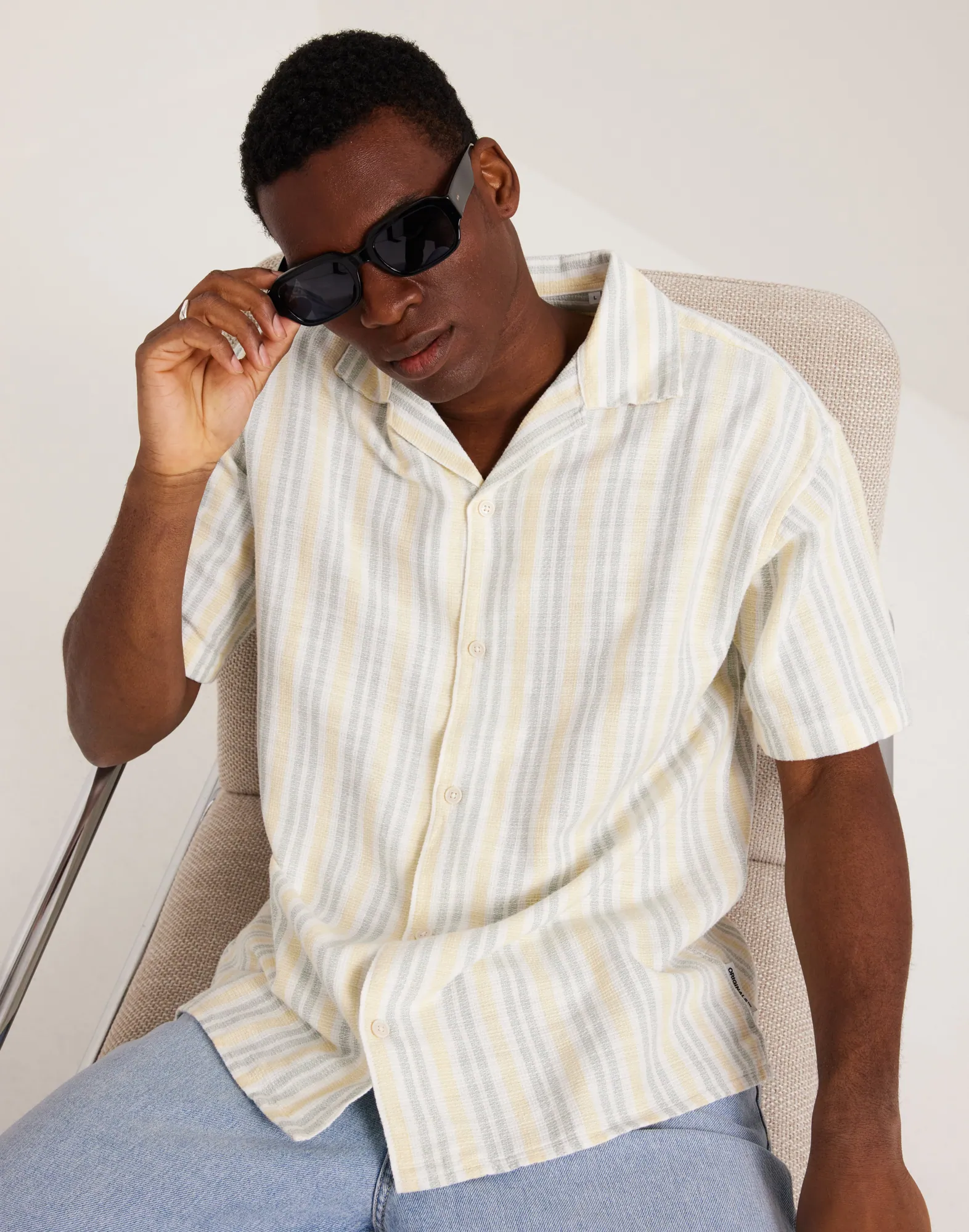 Osta Jack & Jones JORCABANA STRIPE SHIRT SS SN - Italian Straw | NLYMAN