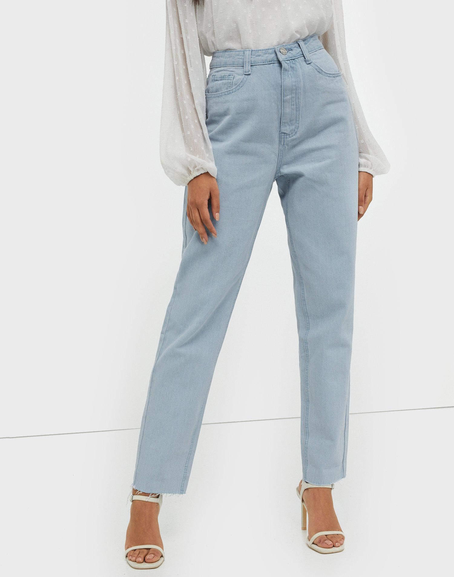 Buy Missguided Riot High Waisted Plain Mom Jeans - Light Blue | Nelly.com