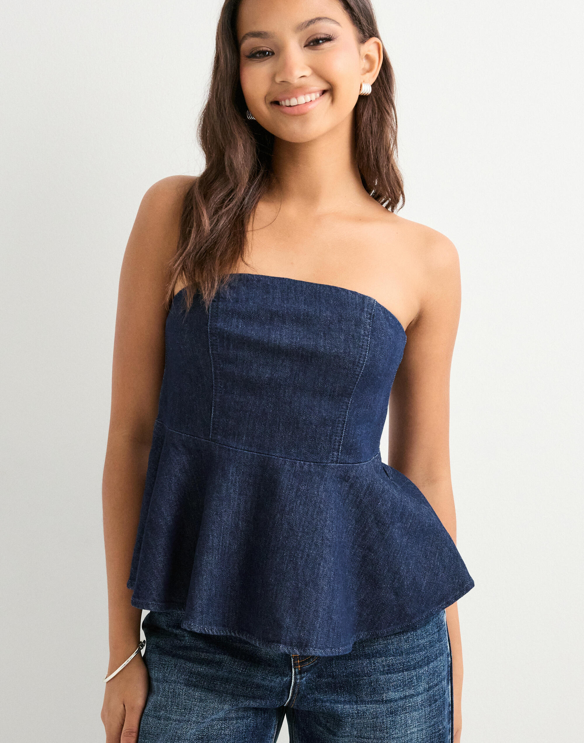 Kjøp Only ONLQUEENSWAY CORSET TOP RED DNM SIJ - Dark Blue Denim | Nelly.com