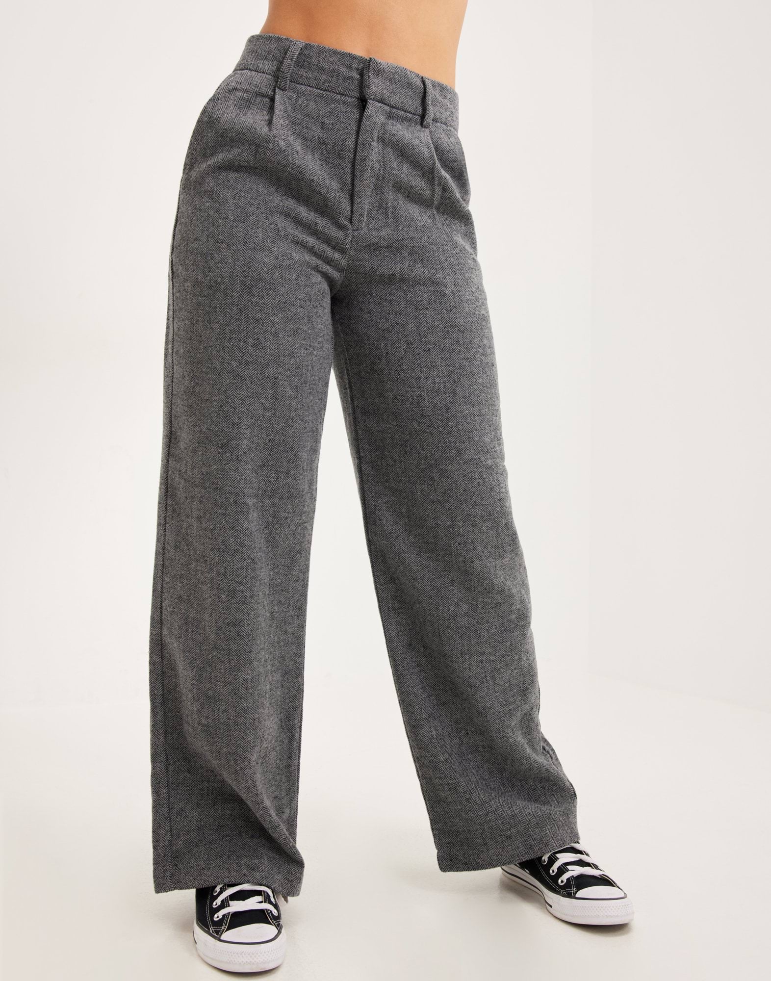 Buy Only ONLCORA HW HB WIDE PANT TLR - Medium Grey Melange Herringbone | Nelly.com