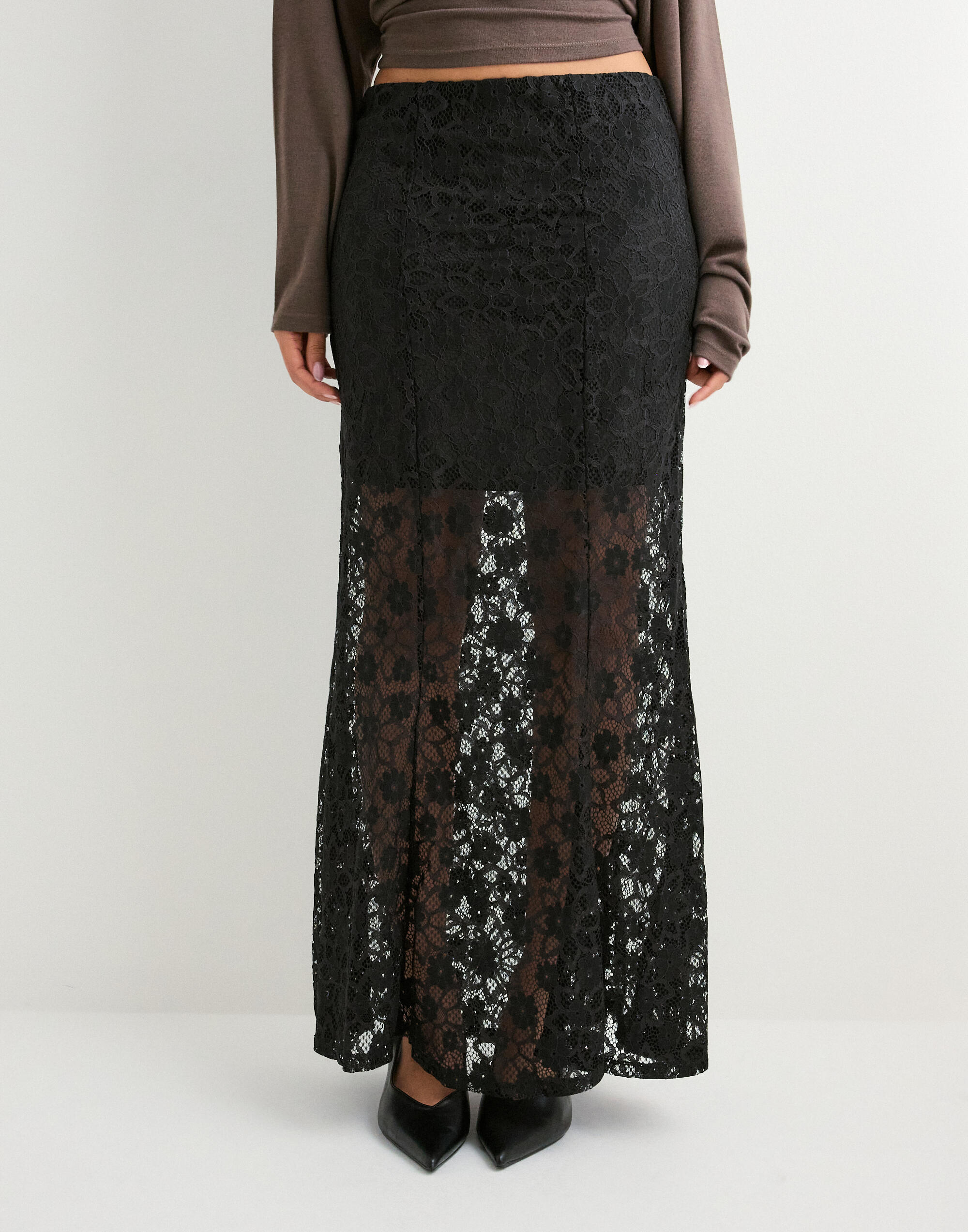 Køb Vero Moda VMMETA LACE HW ANKLE SKIRT WVN GA - Black | Nelly.com