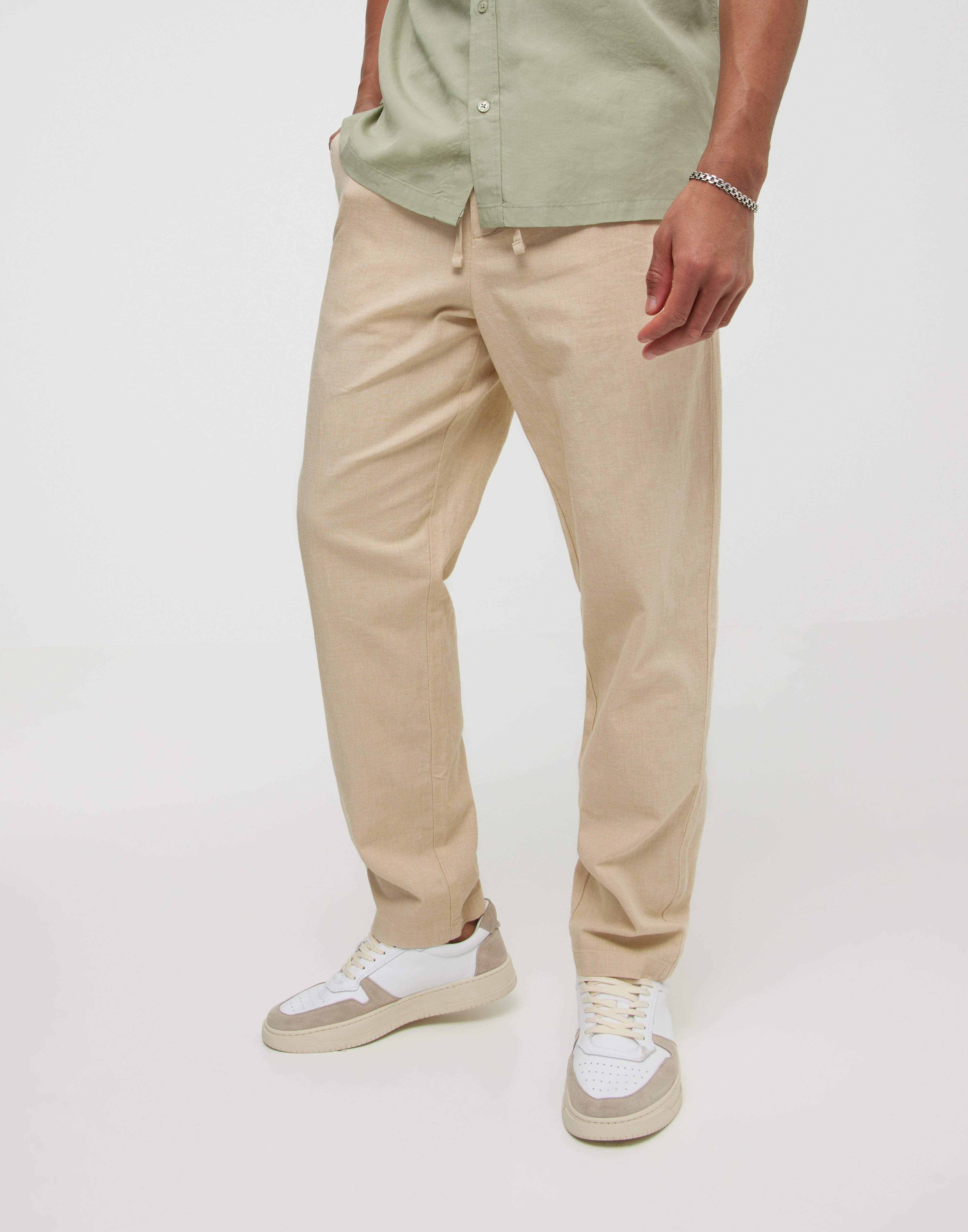 Köp Selected Homme SLHSLIMTAPERED-NEWTON LINEN PANTS W - Incense Mixed ...