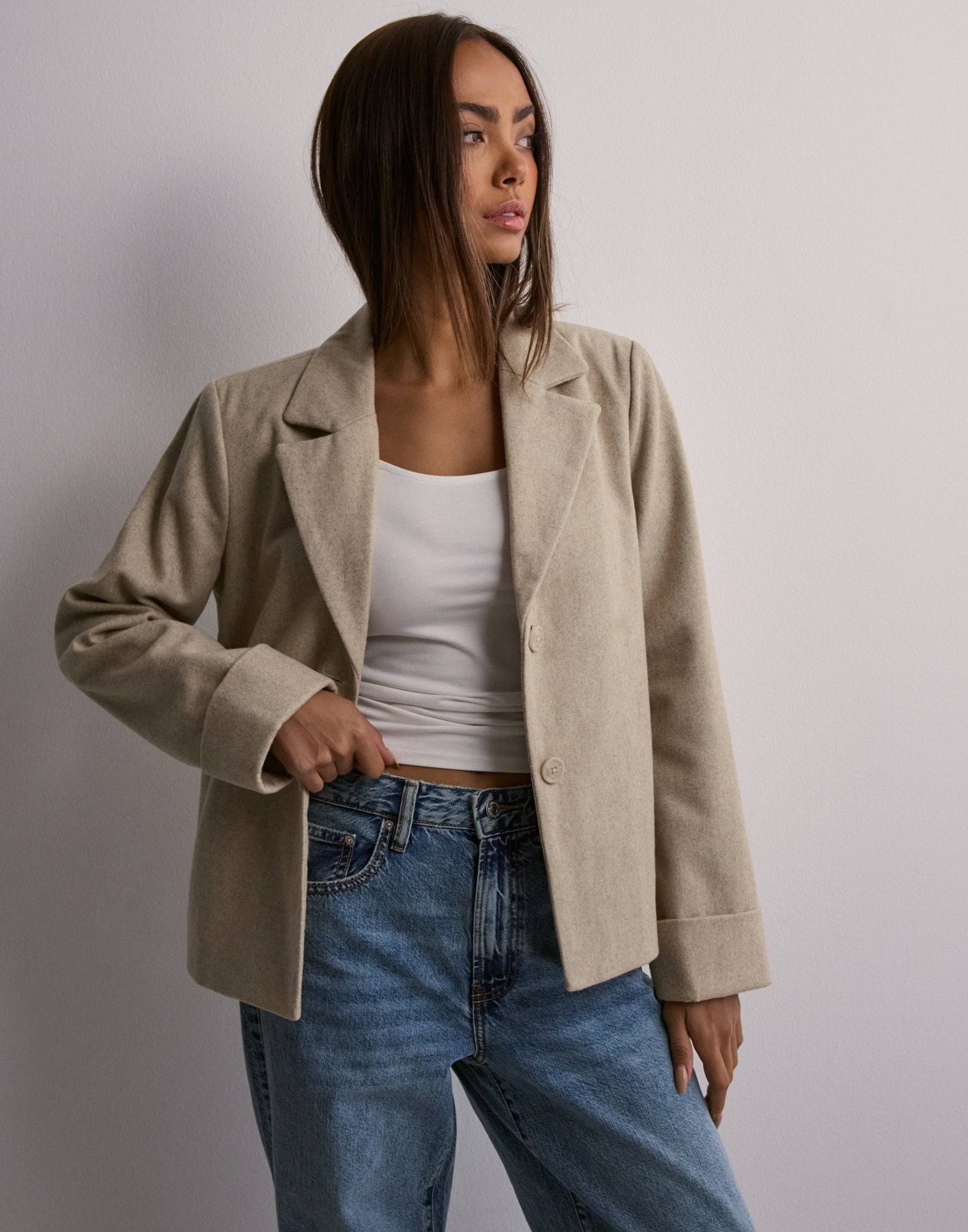 Köp Object Collectors Item OBJNICOLE L/S WOOL JACKET NOOS - Sandshell ...