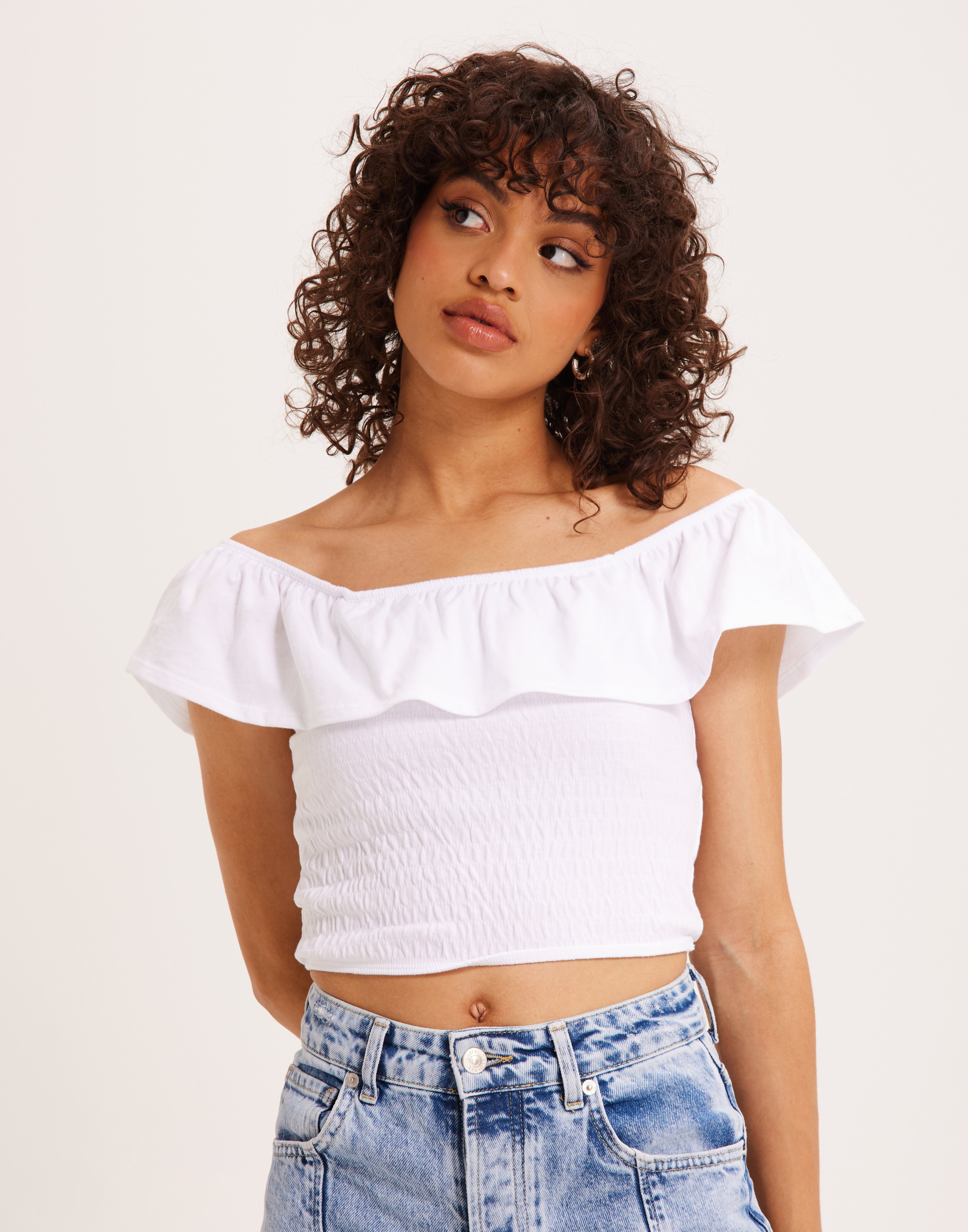 Buy Pieces PCMALPA CROPPED SMOCK TOP D2D - Bright White | Nelly.com