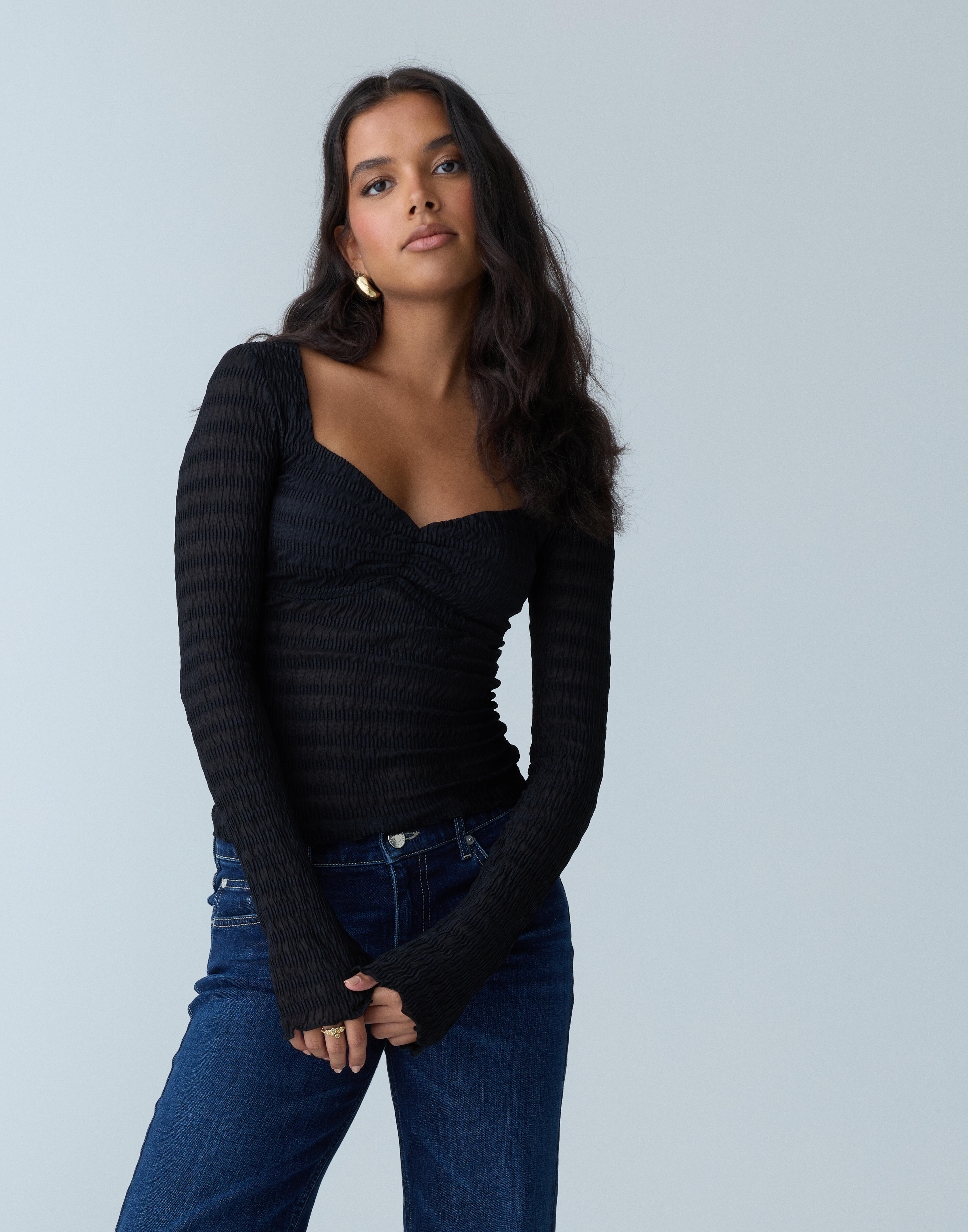 Buy Nelly Romantic Structure Sheer Top - Black | Nelly.com