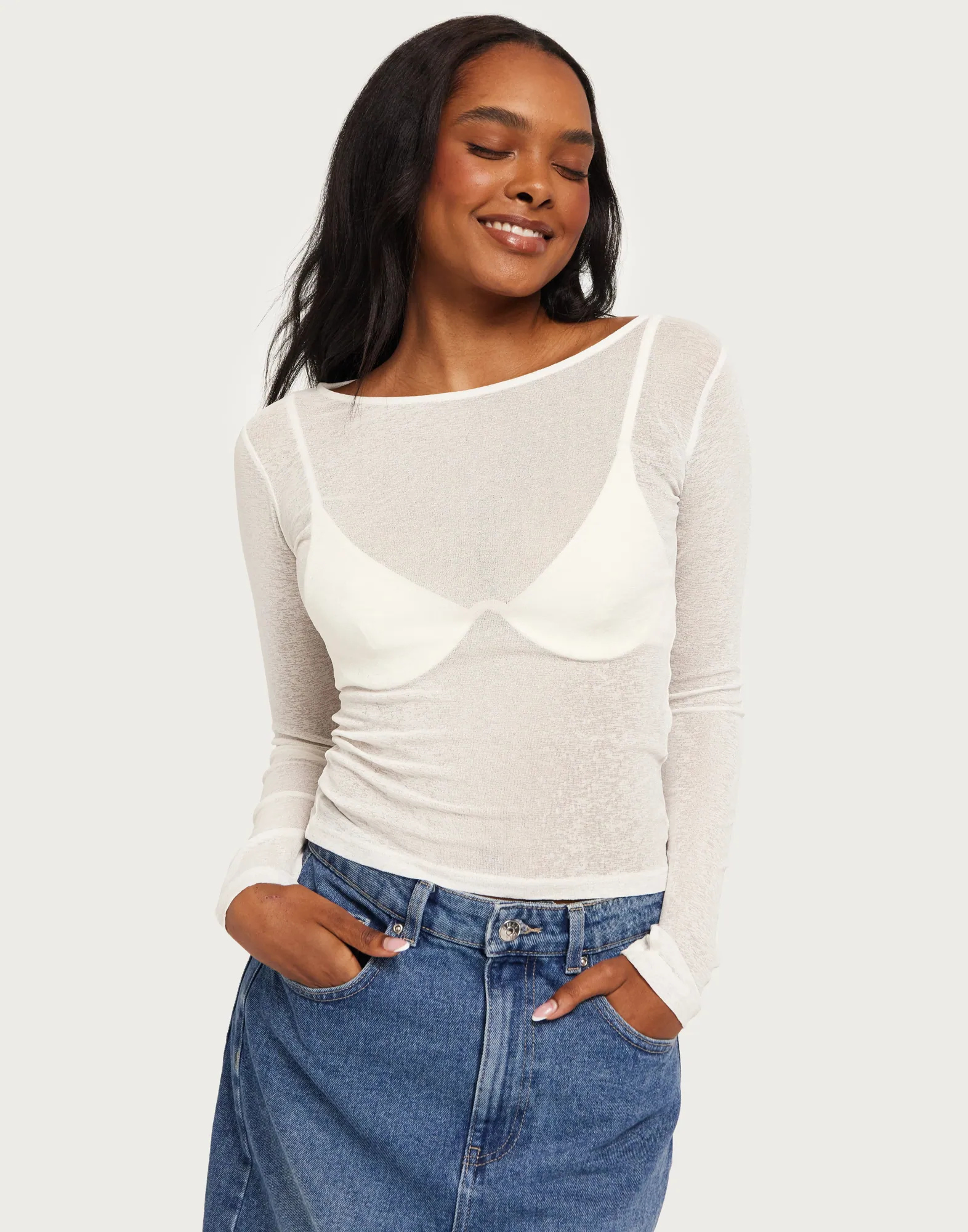Buy Nelly Sheer Base Top - White | Nelly.com