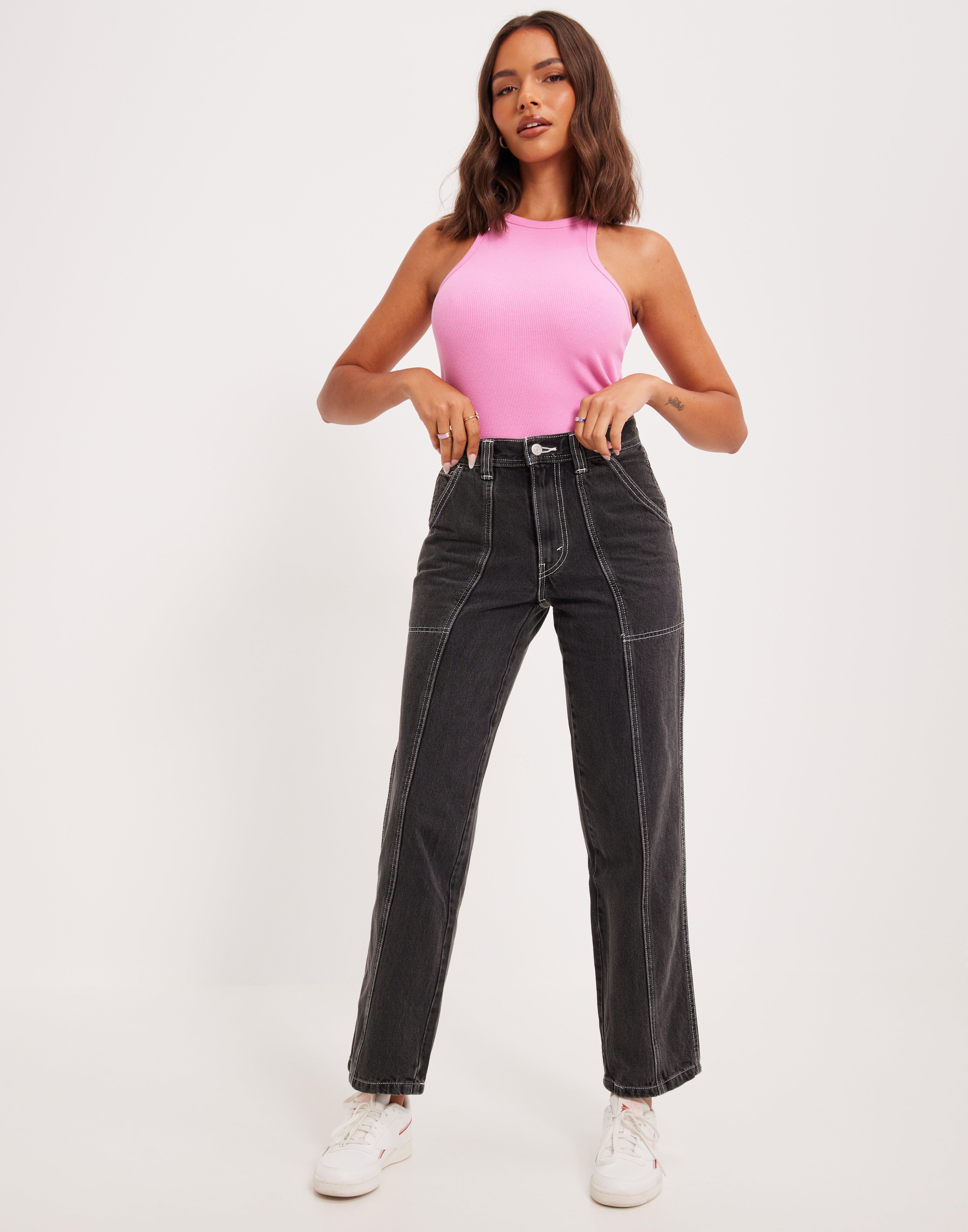 Buy Nelly High Neck Ribbed Top - Pink | Nelly.com