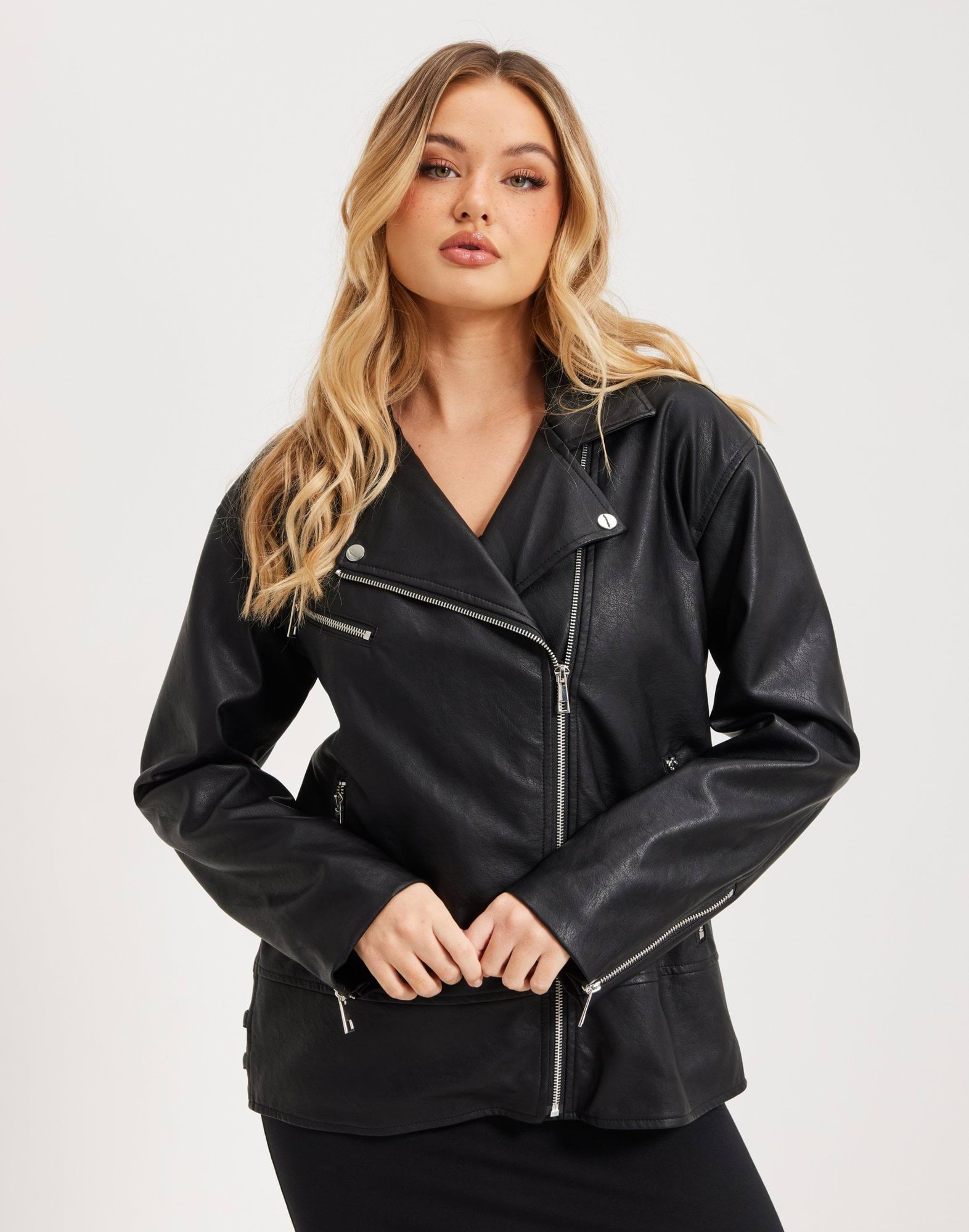 Buy Nelly Oversized Long Biker Jacket - Black | Nelly.com
