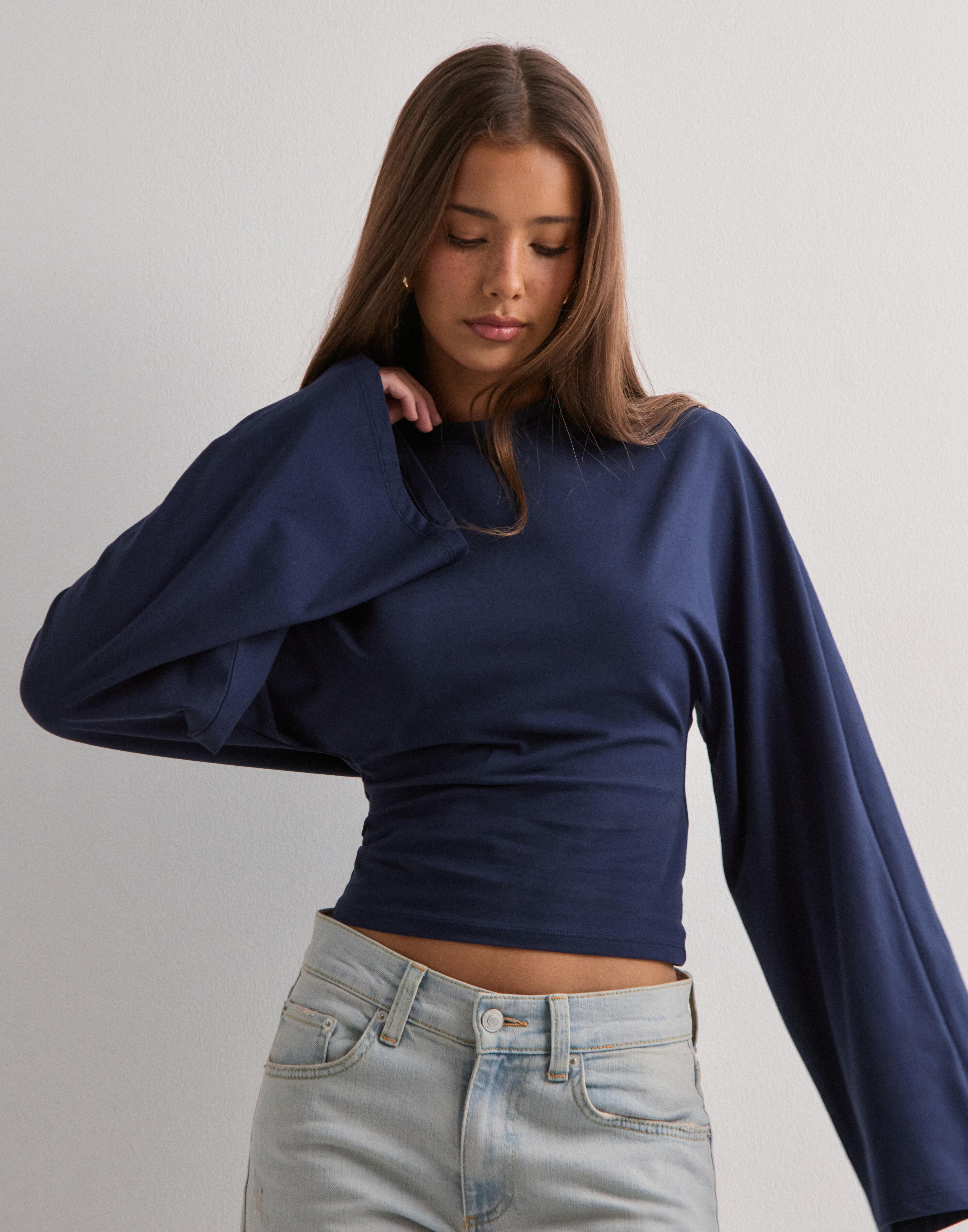 Køb Nelly Wide Sleeve LS Top - Dark Blue | Nelly.com