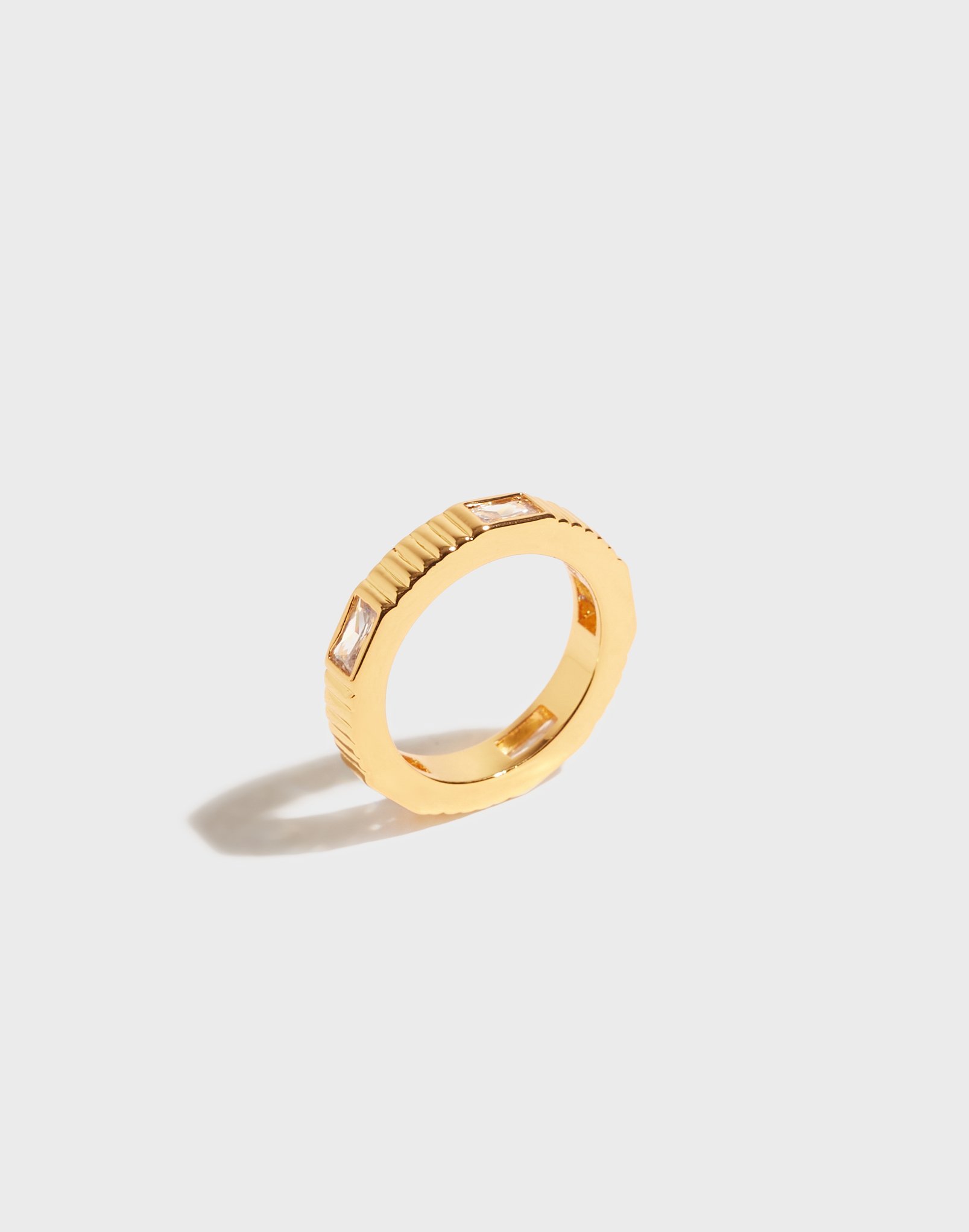 Buy Muli Collection Ribbed Baguette Ring - Gold | Nelly.com