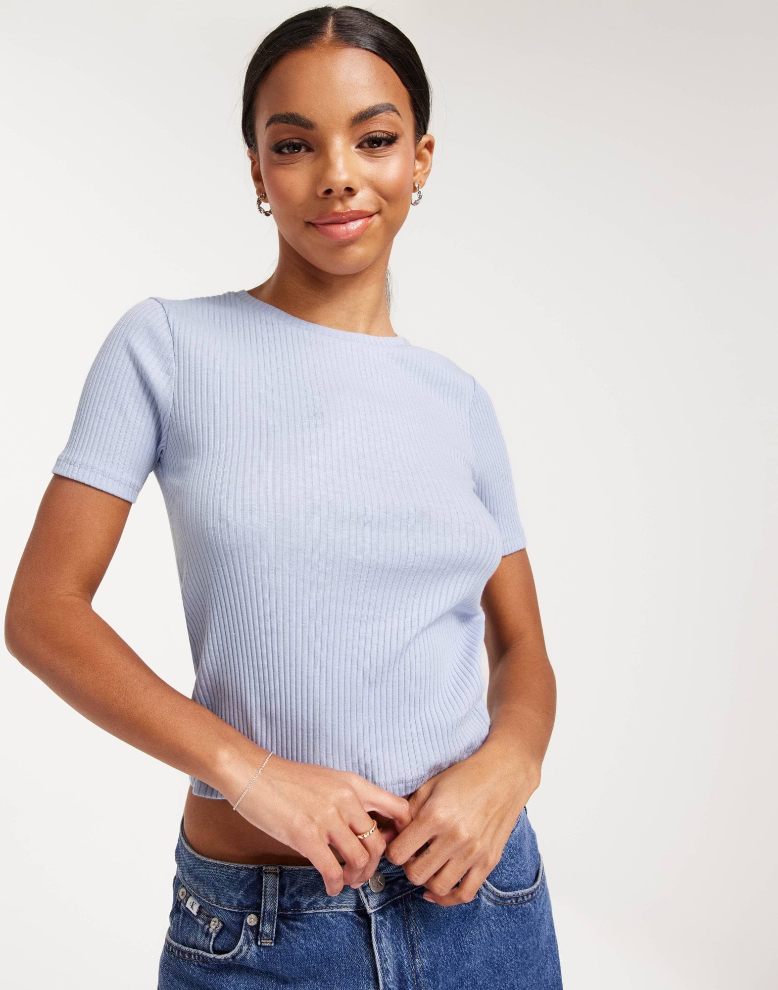 Köp Nelly Cute Rib Top - Light Blue | Nelly.com