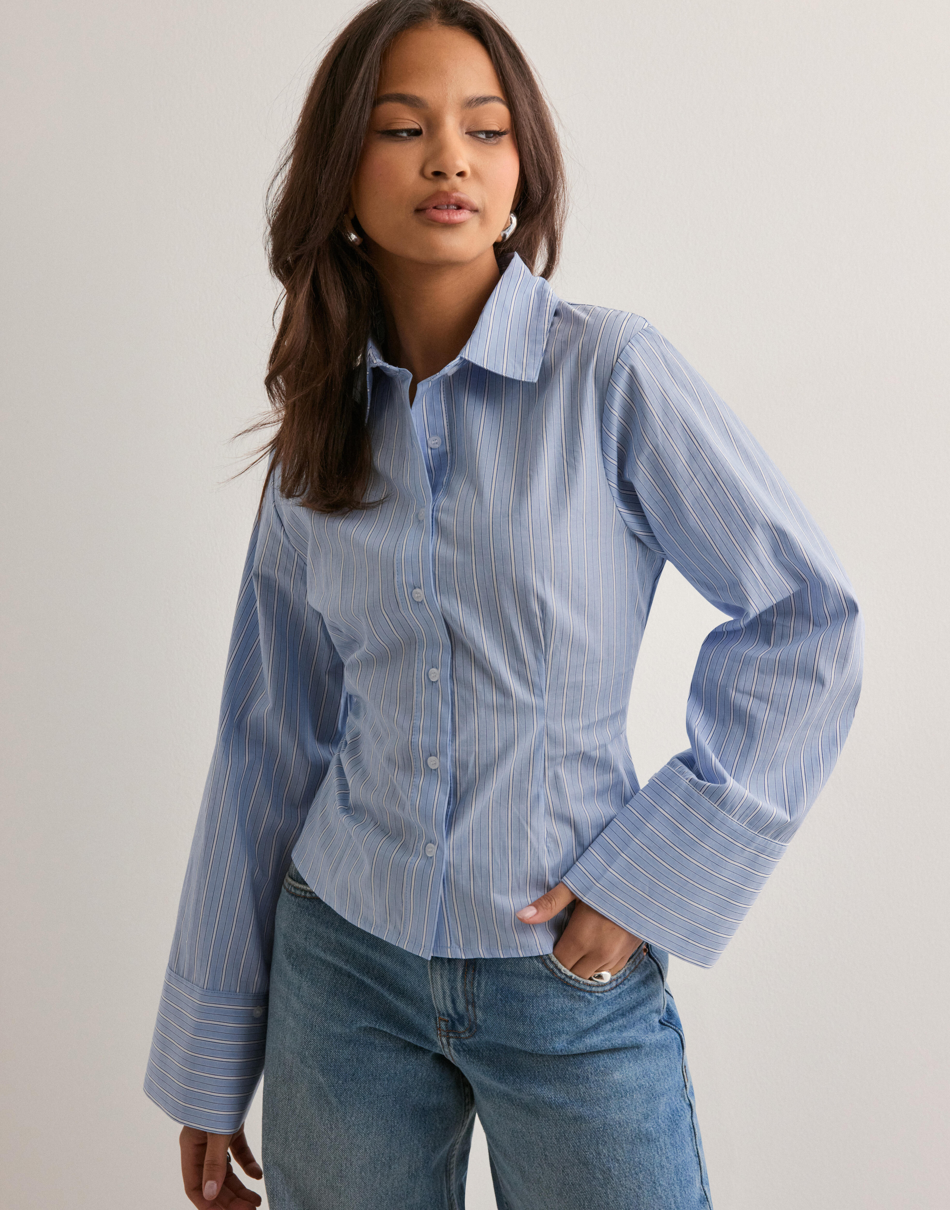 Kjøp Neo Noir Rosa Stripe Shirt - Light Blue | Nelly.com