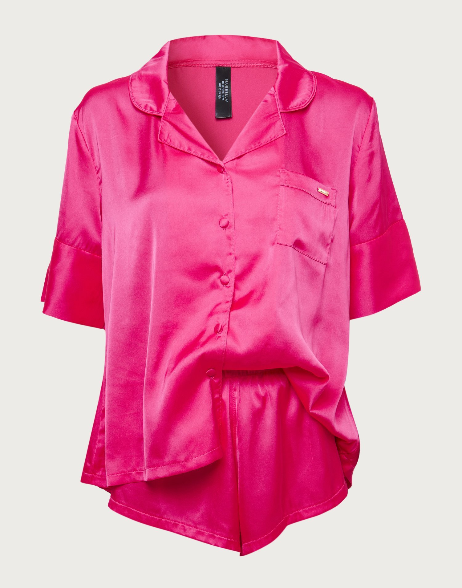 Köp Bluebella Alma Luxury Satin Short Pyjama Set - Fuchsia Pink | Nelly.com