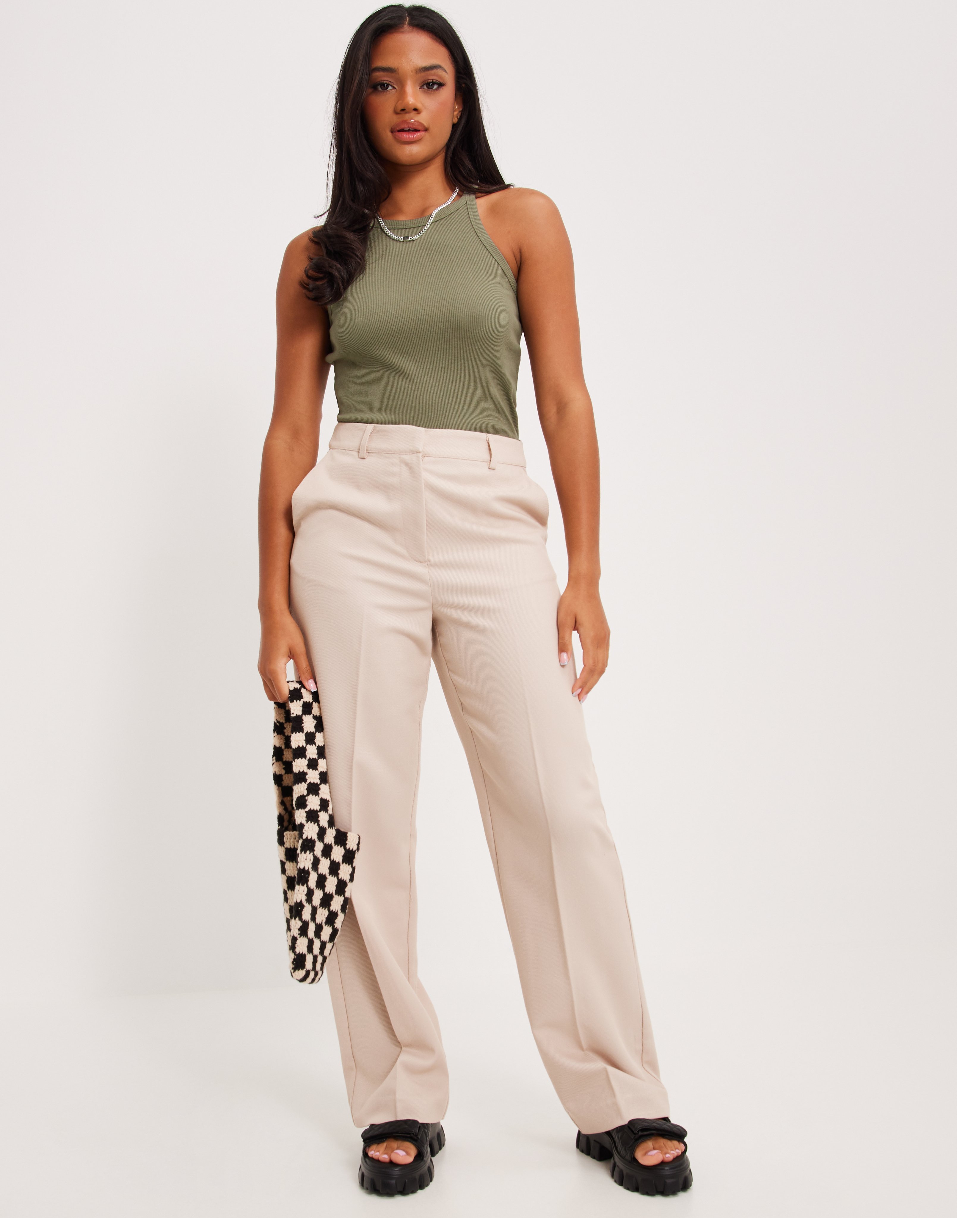 Buy Nelly High Neck Ribbed Top - Green | Nelly.com