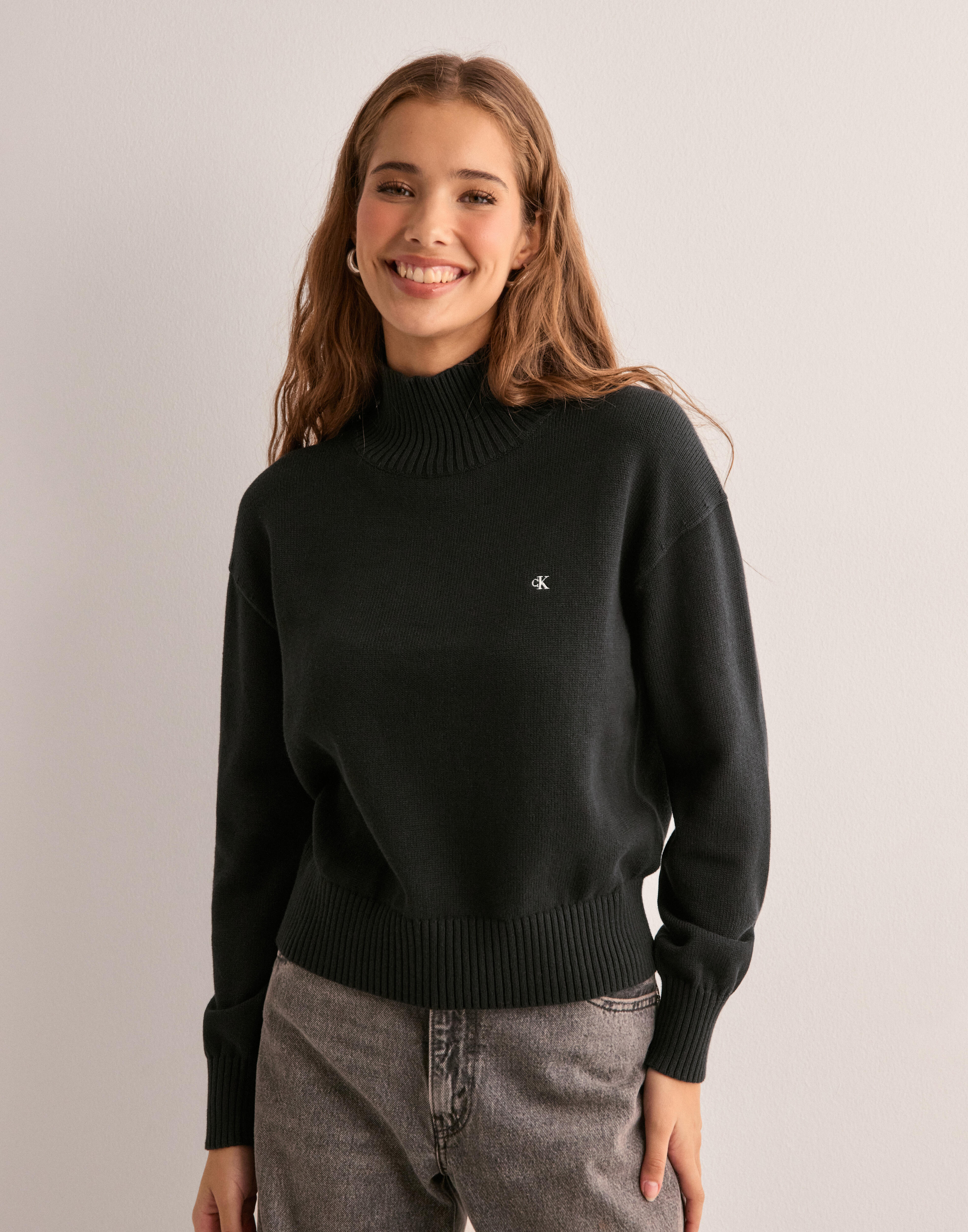 Buy Calvin Klein Jeans MONOGRAM EMBRO HIGH NECK SWEATER Ck Black Nelly
