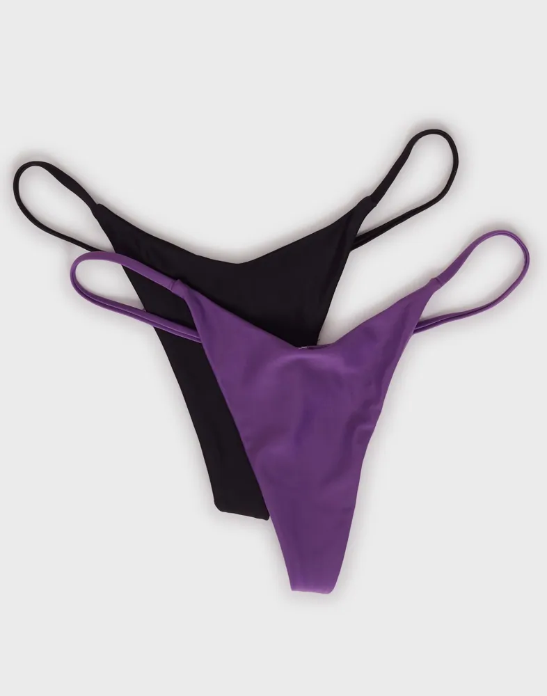 Buy Nelly Tiny 2-pack Bikini Thong - Black/Purple | Nelly.com