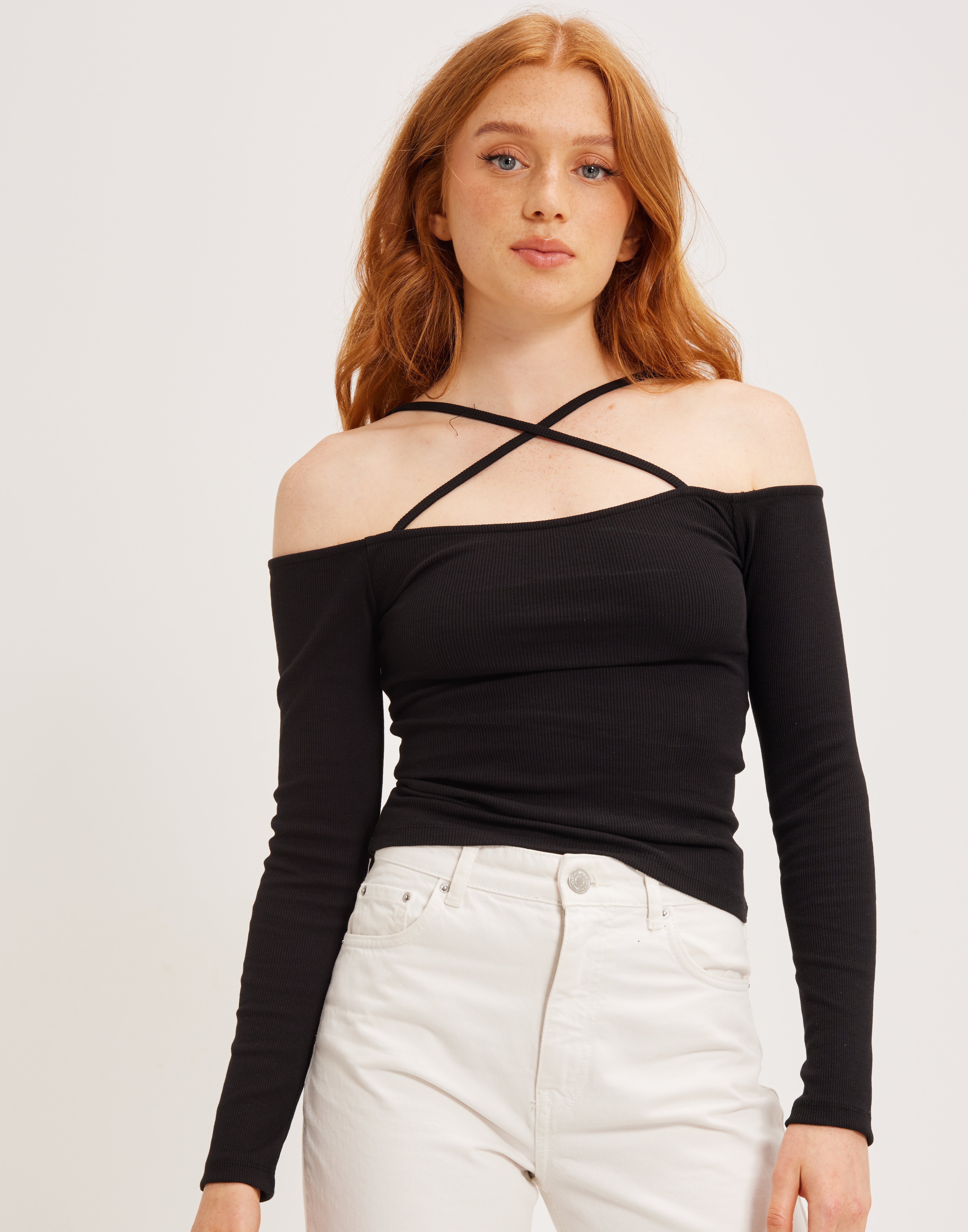 Buy Nelly Crossed Rib Top - Black | Nelly.com