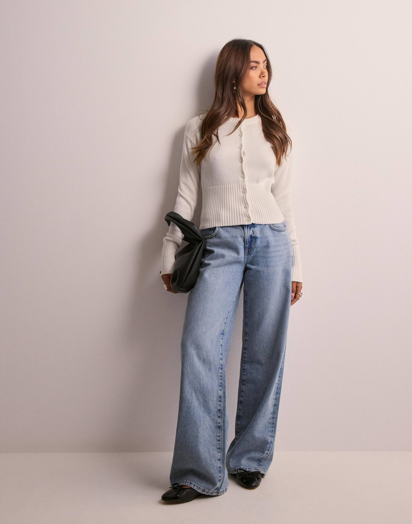 Buy Nelly Tight Rib Knit Cardigan - White