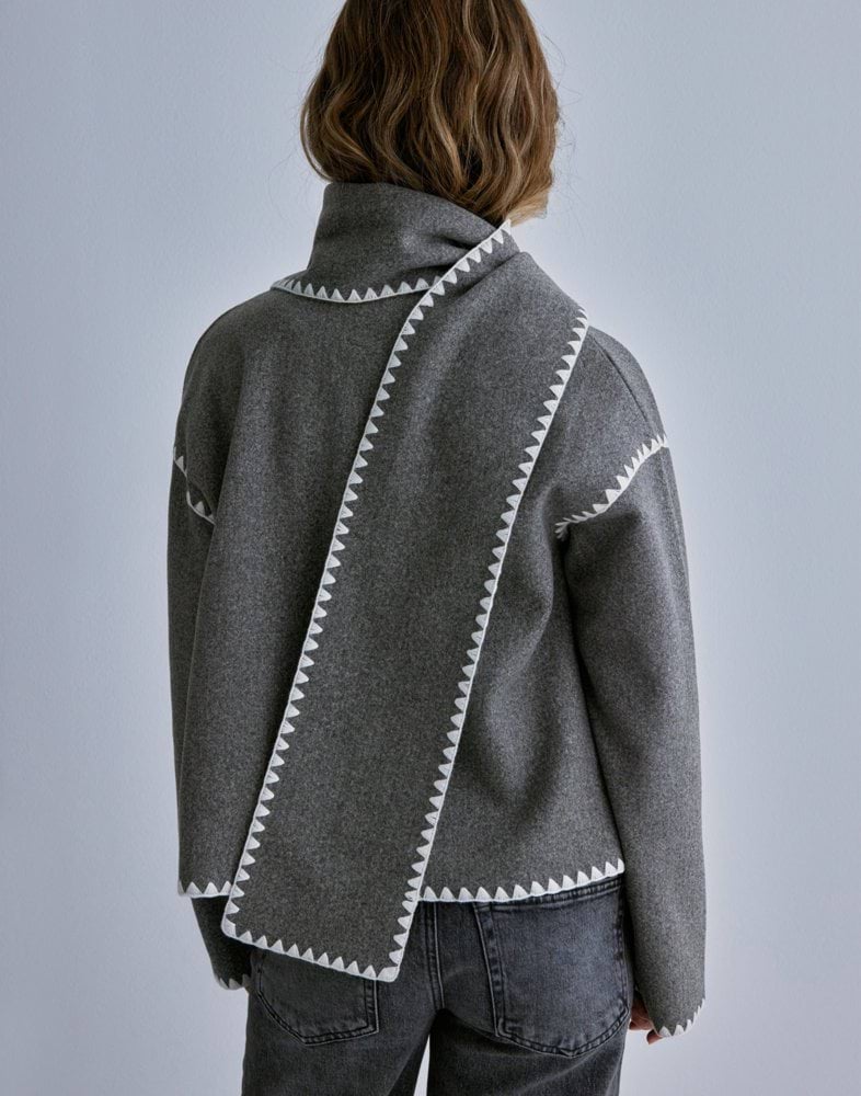 Köp Nelly Contrast Stitch Jacket - Grey | Nelly.com