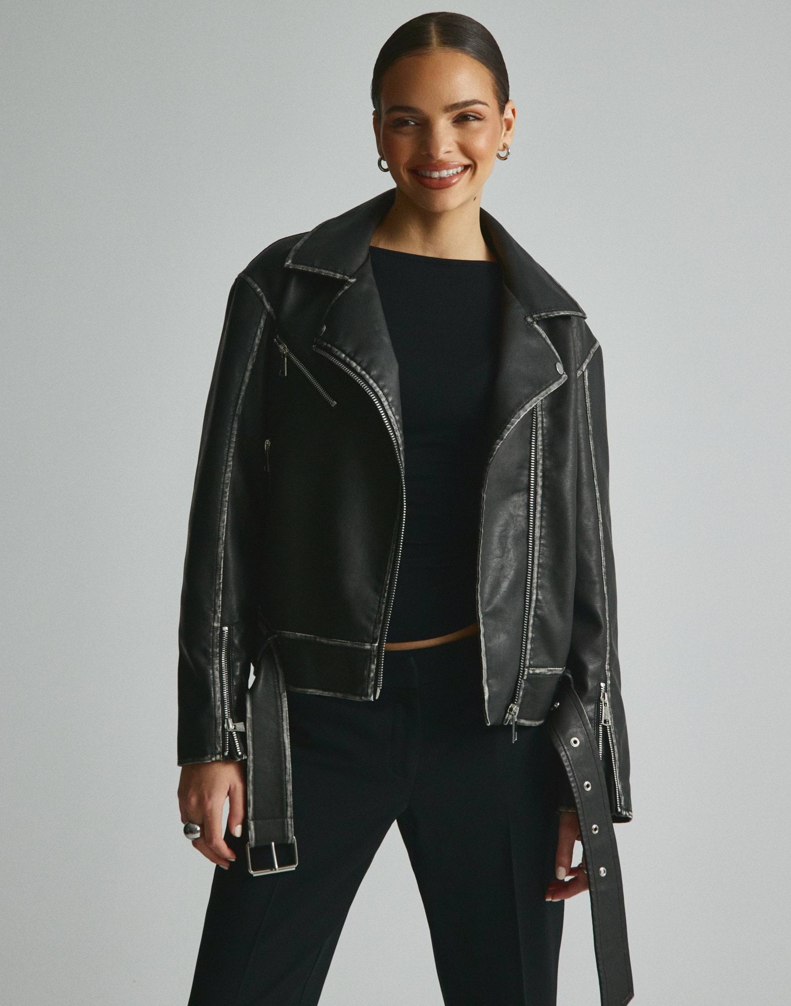 Buy Nelly PU Vintage Biker Jacket - Black | Nelly.com