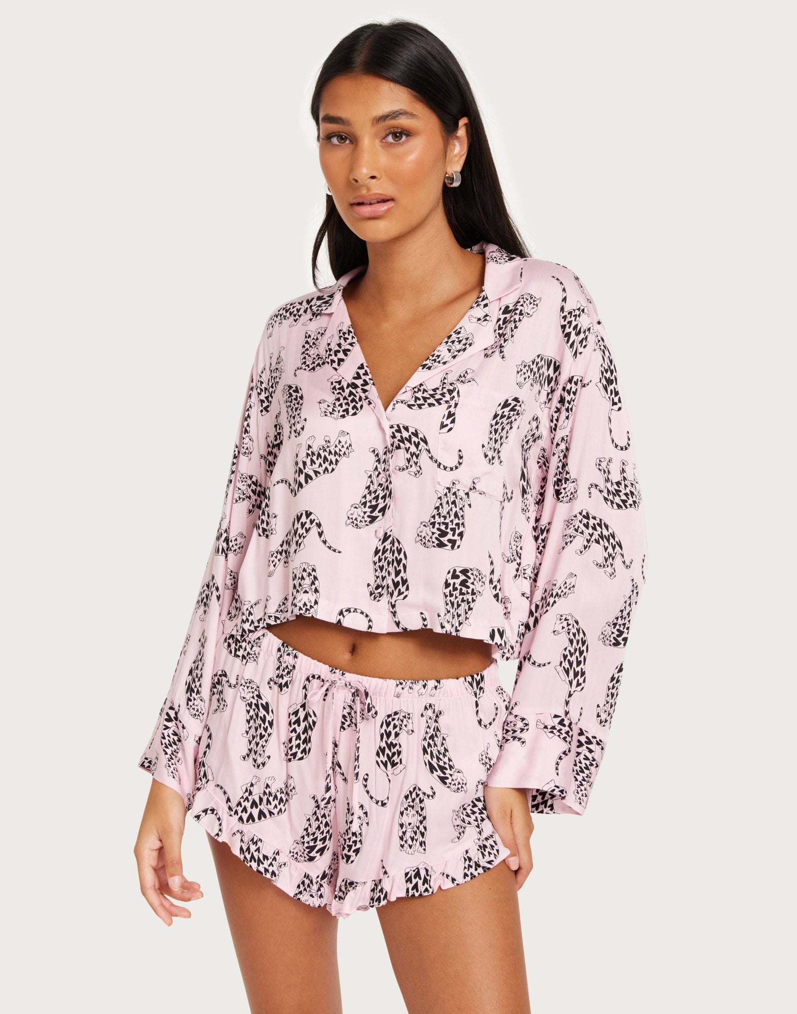 Osta Hunkemöller Jacket LS Vis Satin Jazzy Cats - *NY*Strawberry Cream ...