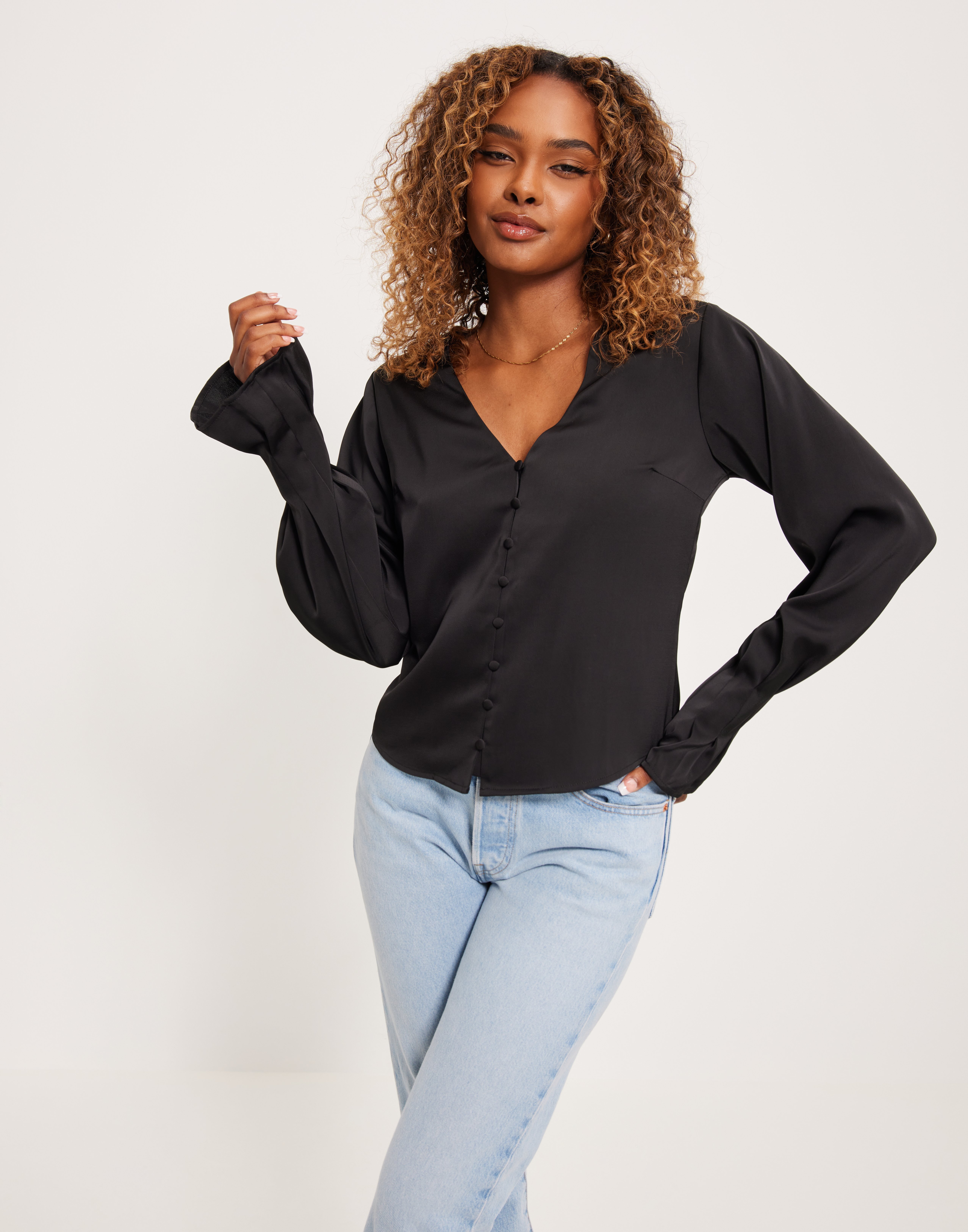 Buy Nelly Fancy Button Blouse - Black | Nelly.com