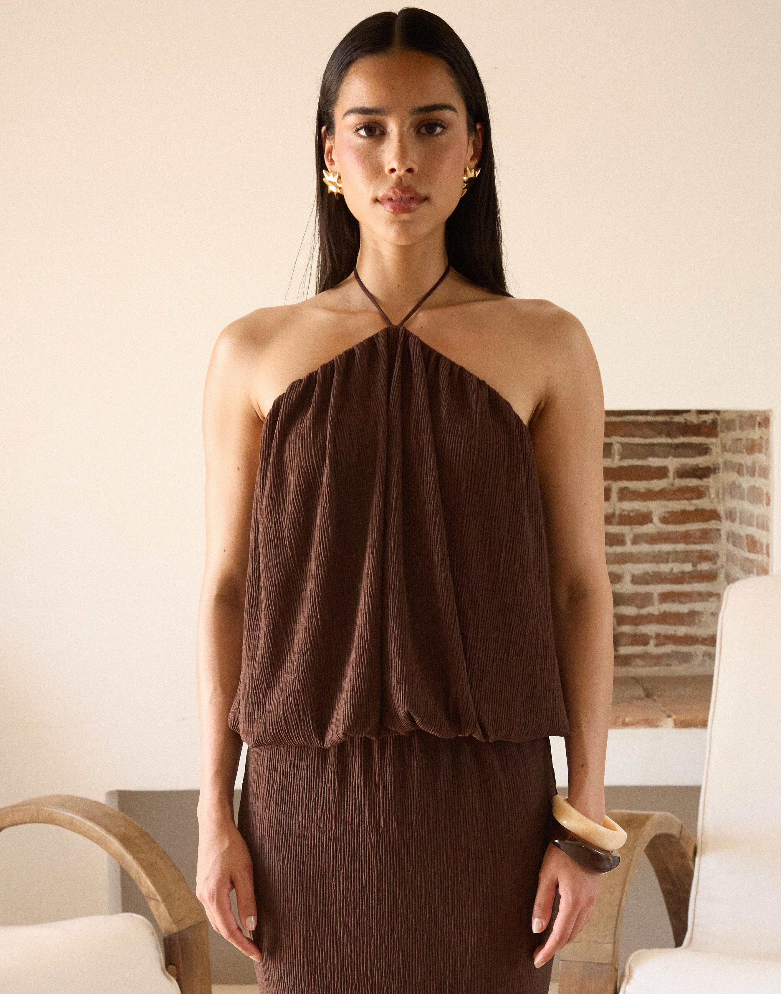 Buy Nelly Fine Structure Top - Brown | Nelly.com