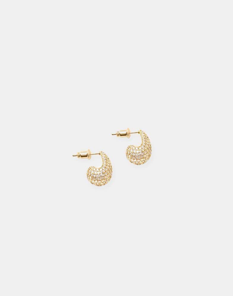 Kjøp Muli Collection Mini pave drop earring - Gold | Nelly.com