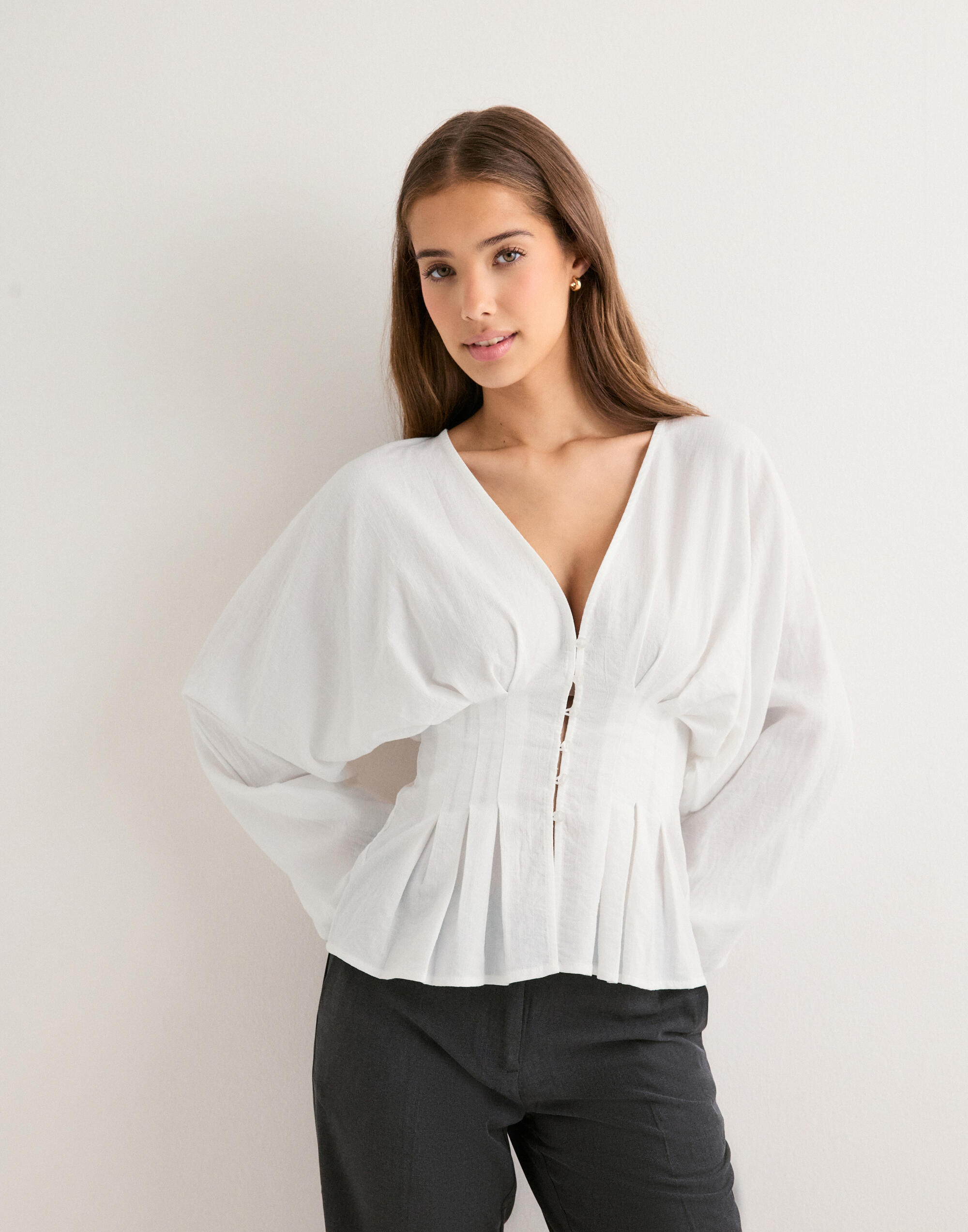 Buy Nelly Button Pleat Blouse - White | Nelly.com