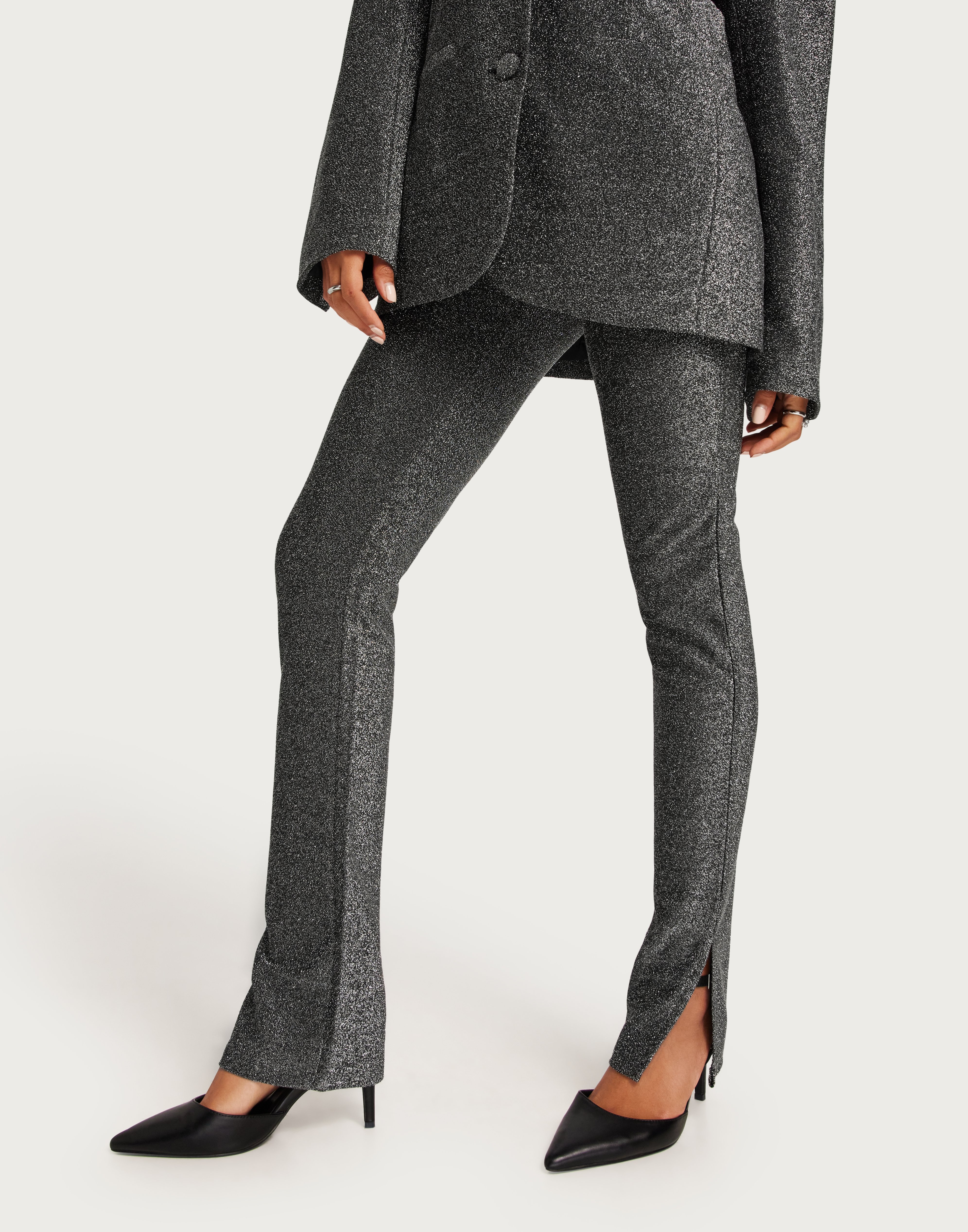 Buy Nelly Shimmer Pant - Silver/Black | Nelly.com