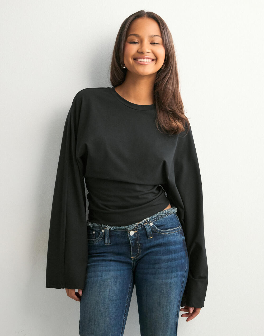 Kjøp Nelly Wide Sleeve LS Top - Black | Nelly.com
