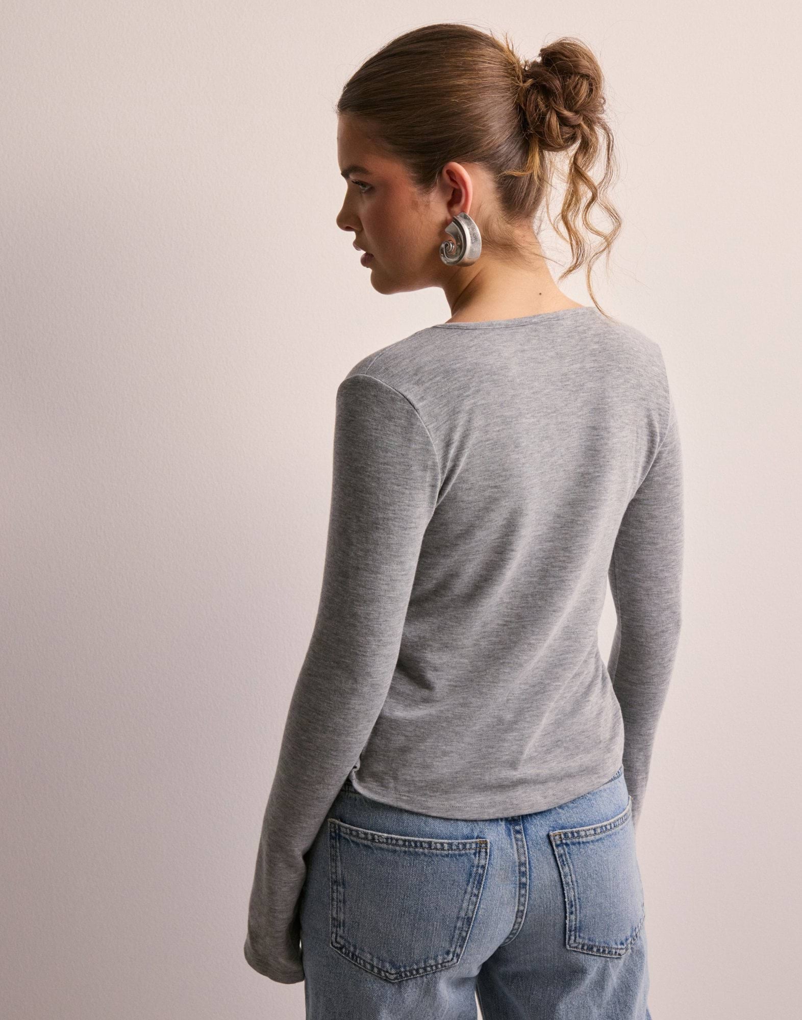 Köp Only ONLAMERA L/S BOW TOP MS JRS - Light Grey Melange | Nelly.com