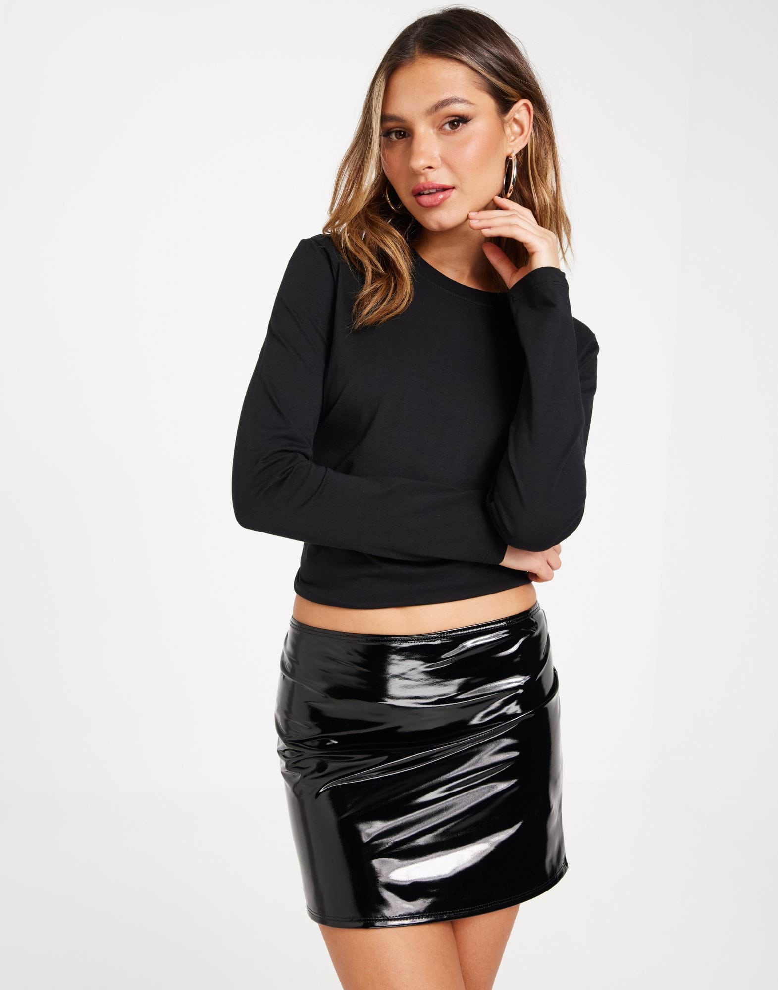 Osta Nelly Vinyl Mini Skirt - Black | Nelly.com