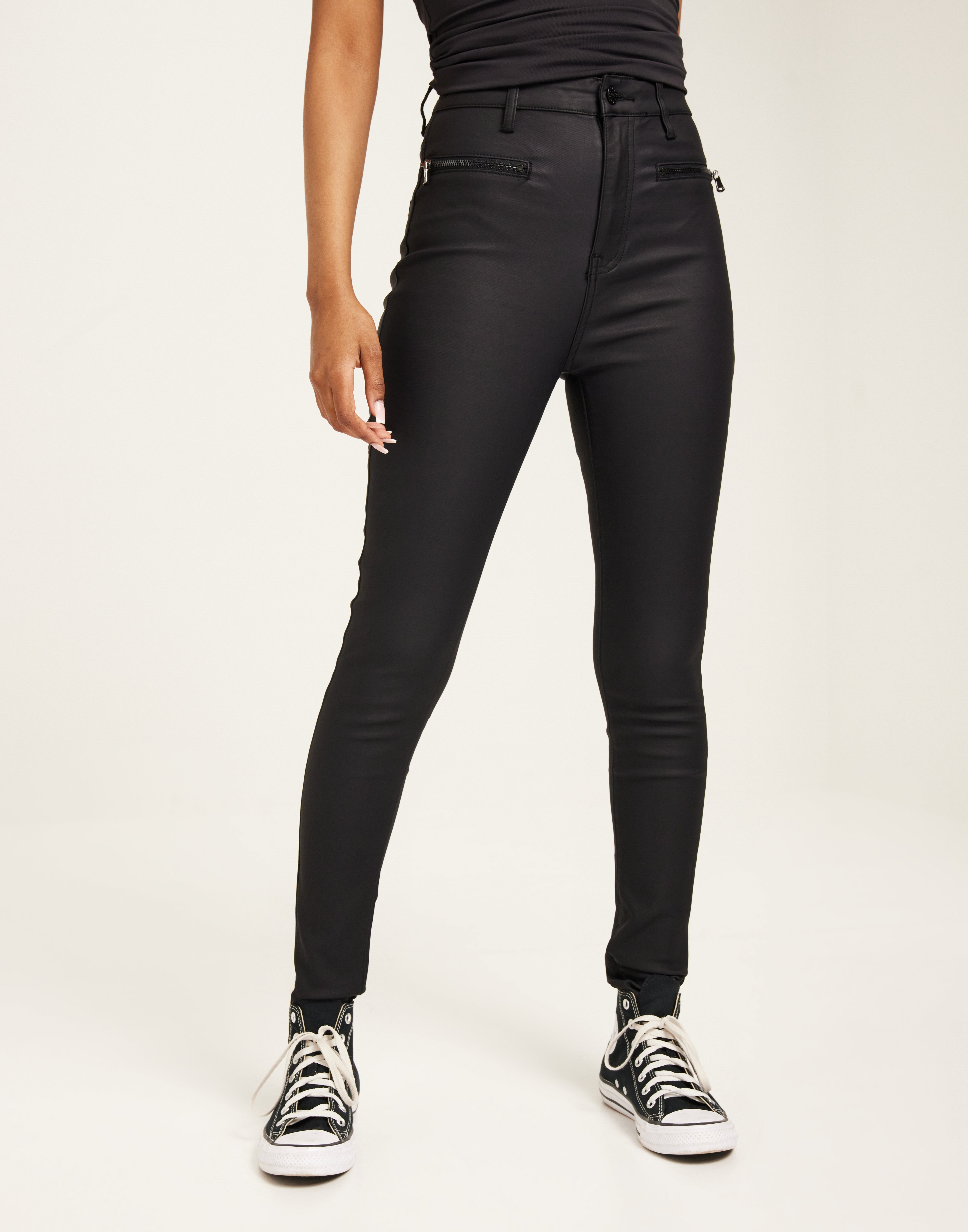 Buy Nelly Coated Zip Pants - Black | Nelly.com