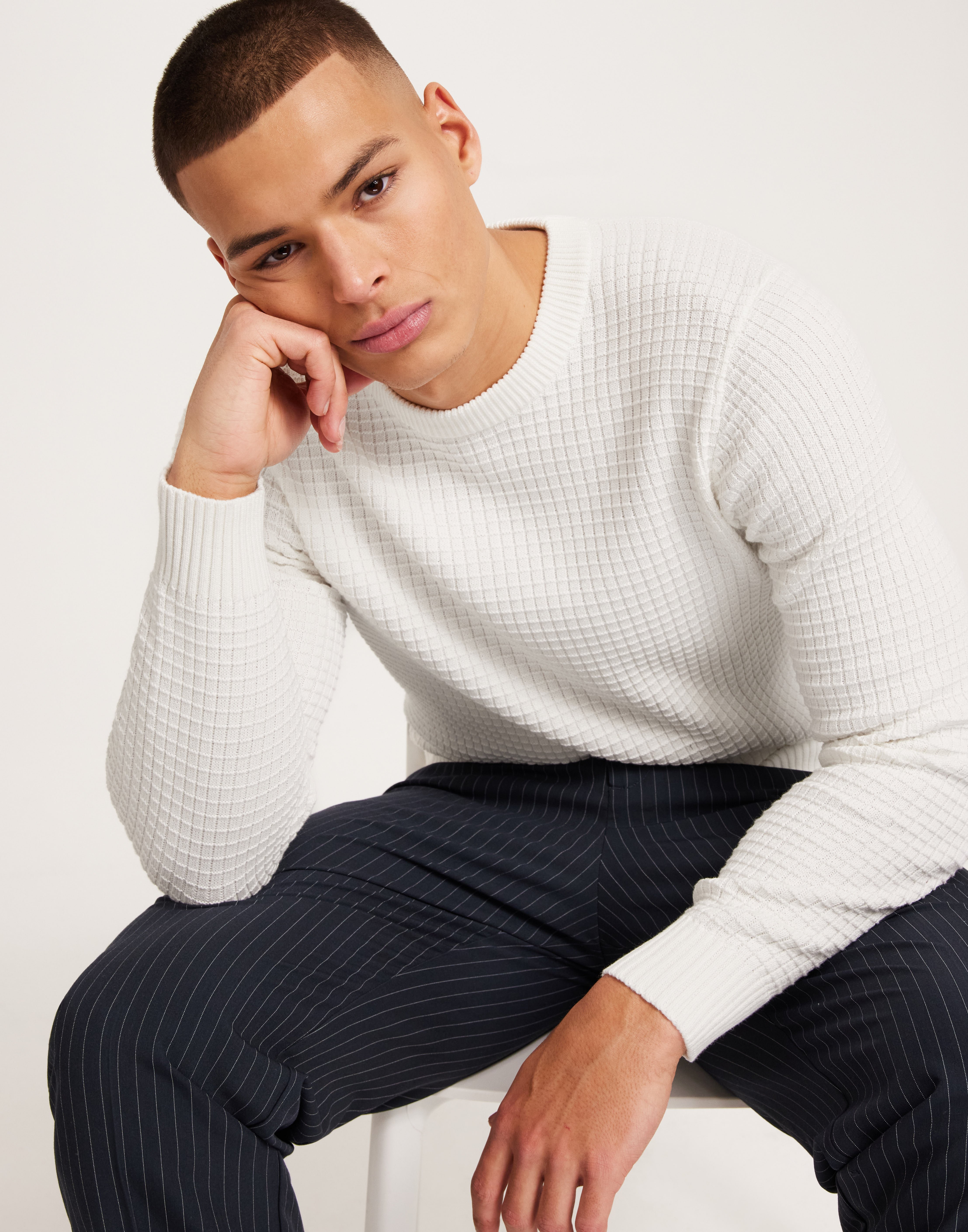 Köp J Lindeberg Archer Structure Sweater - *NY*Cloud White | NLYMAN