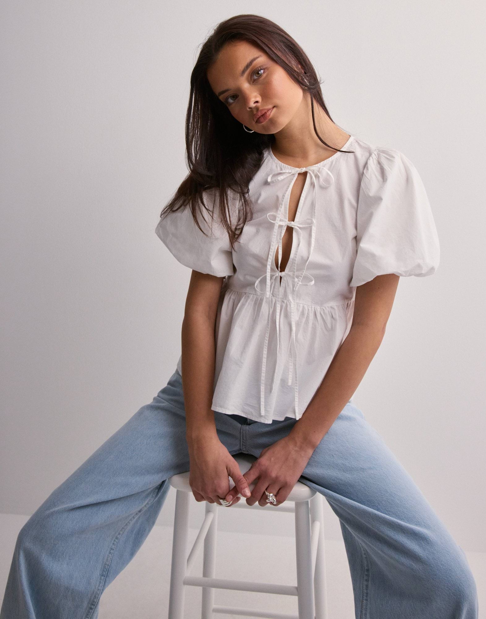 Buy Nelly Bow Puff Sleeve Blouse - White | Nelly.com