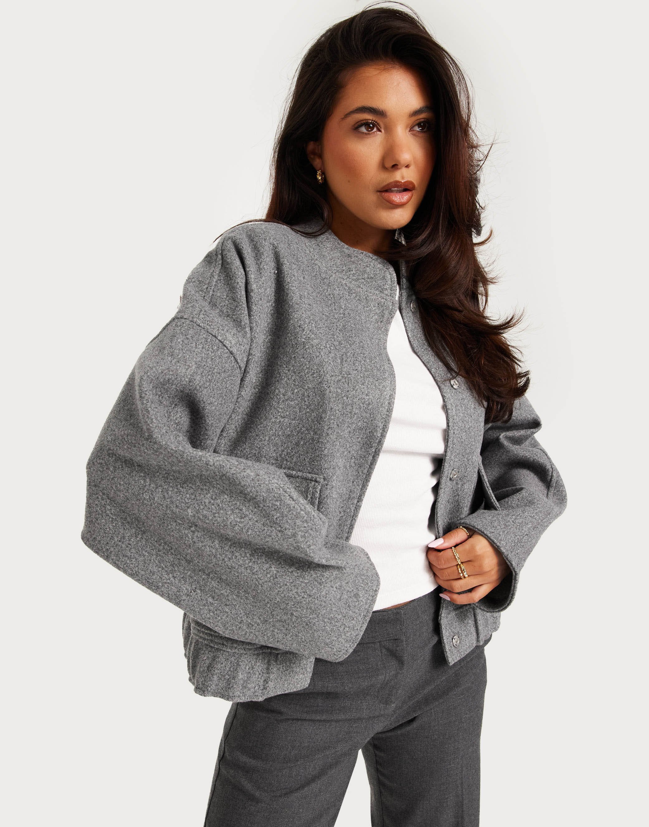 Buy Nelly Warm Bomber Jacket - Dark Grey | Nelly.com