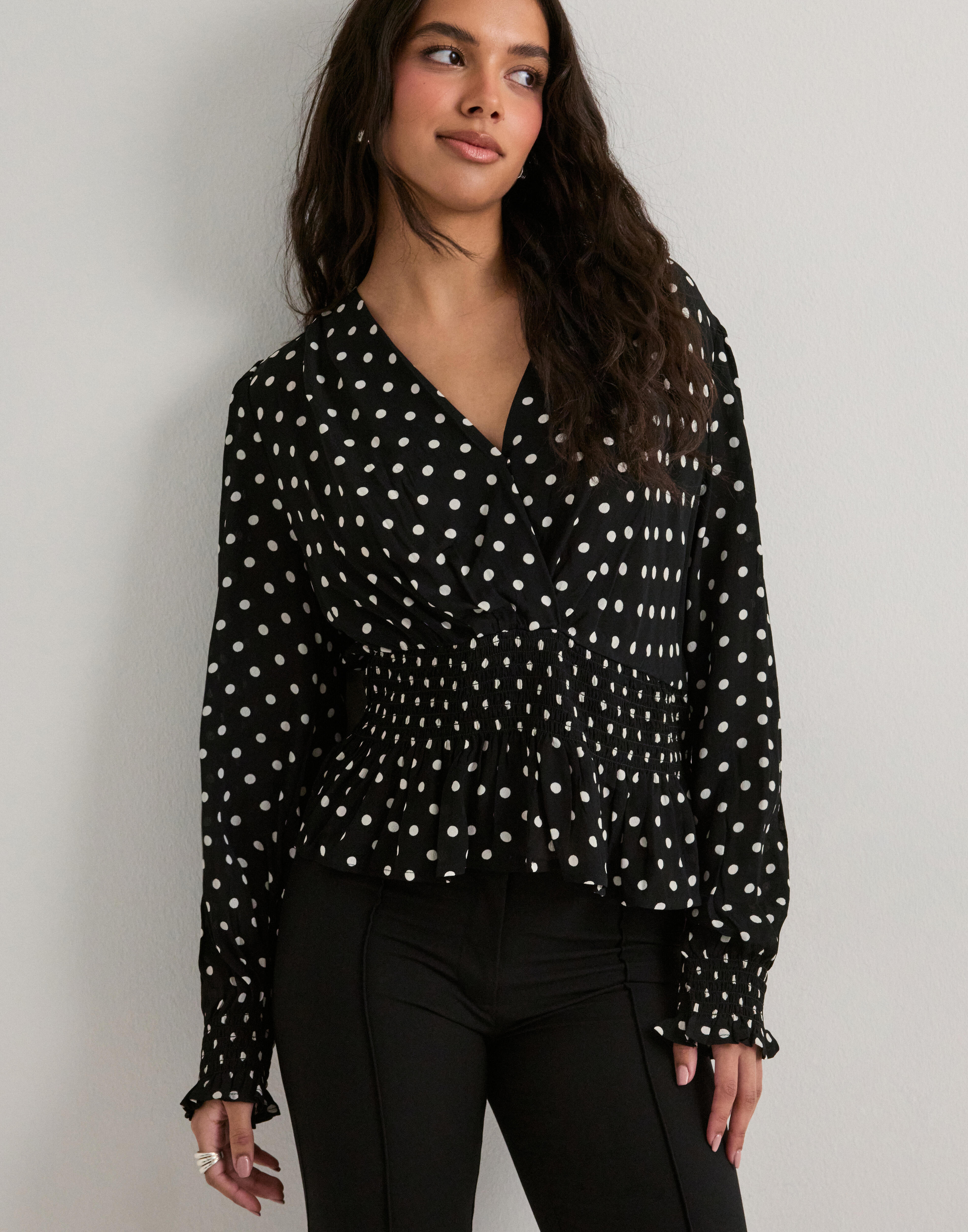 Buy Neo Noir Tamona Crepe Dot Blouse - Black | Nelly.com