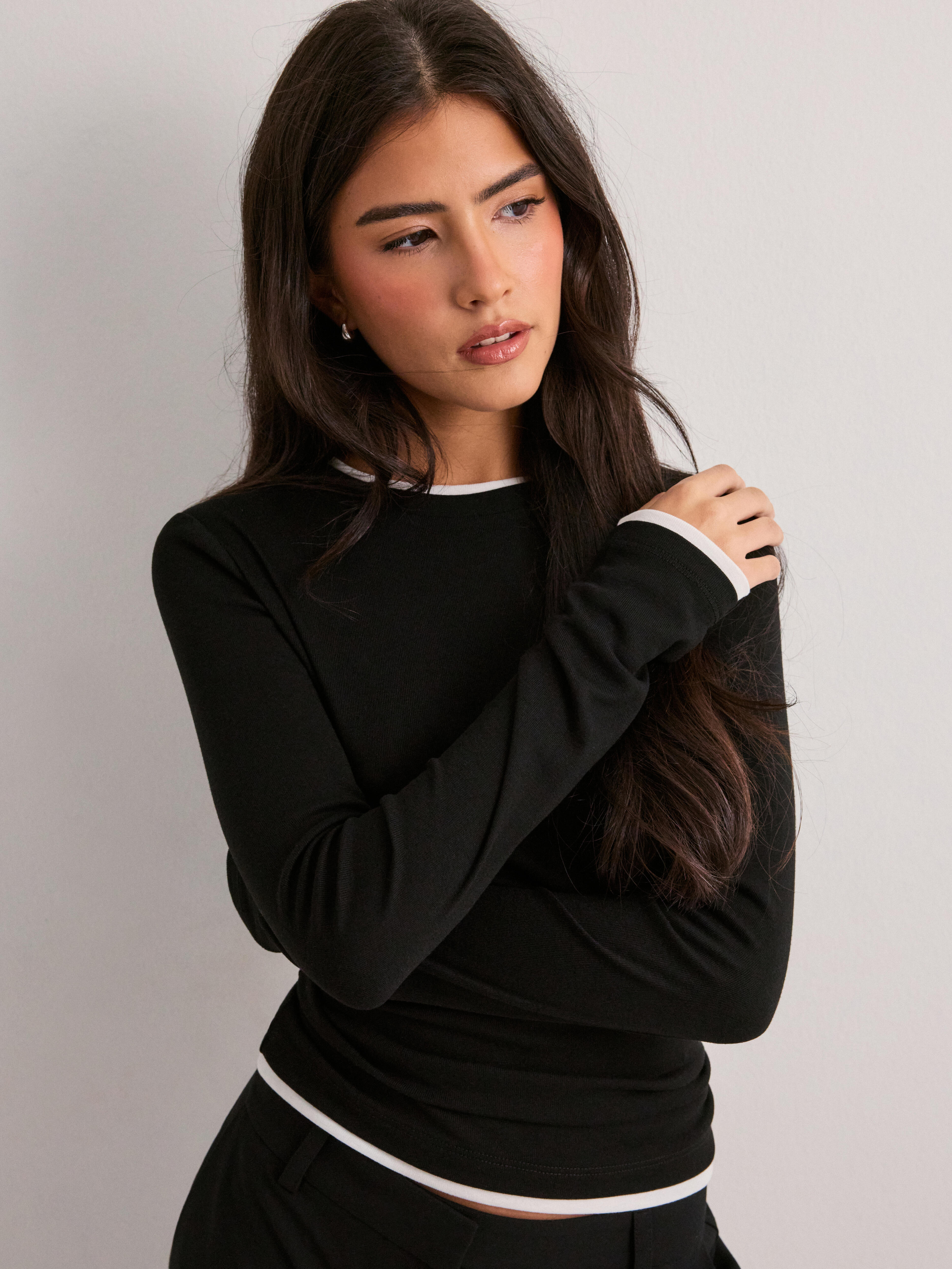 Buy Nelly Double Look LS Top - Black | Nelly.com
